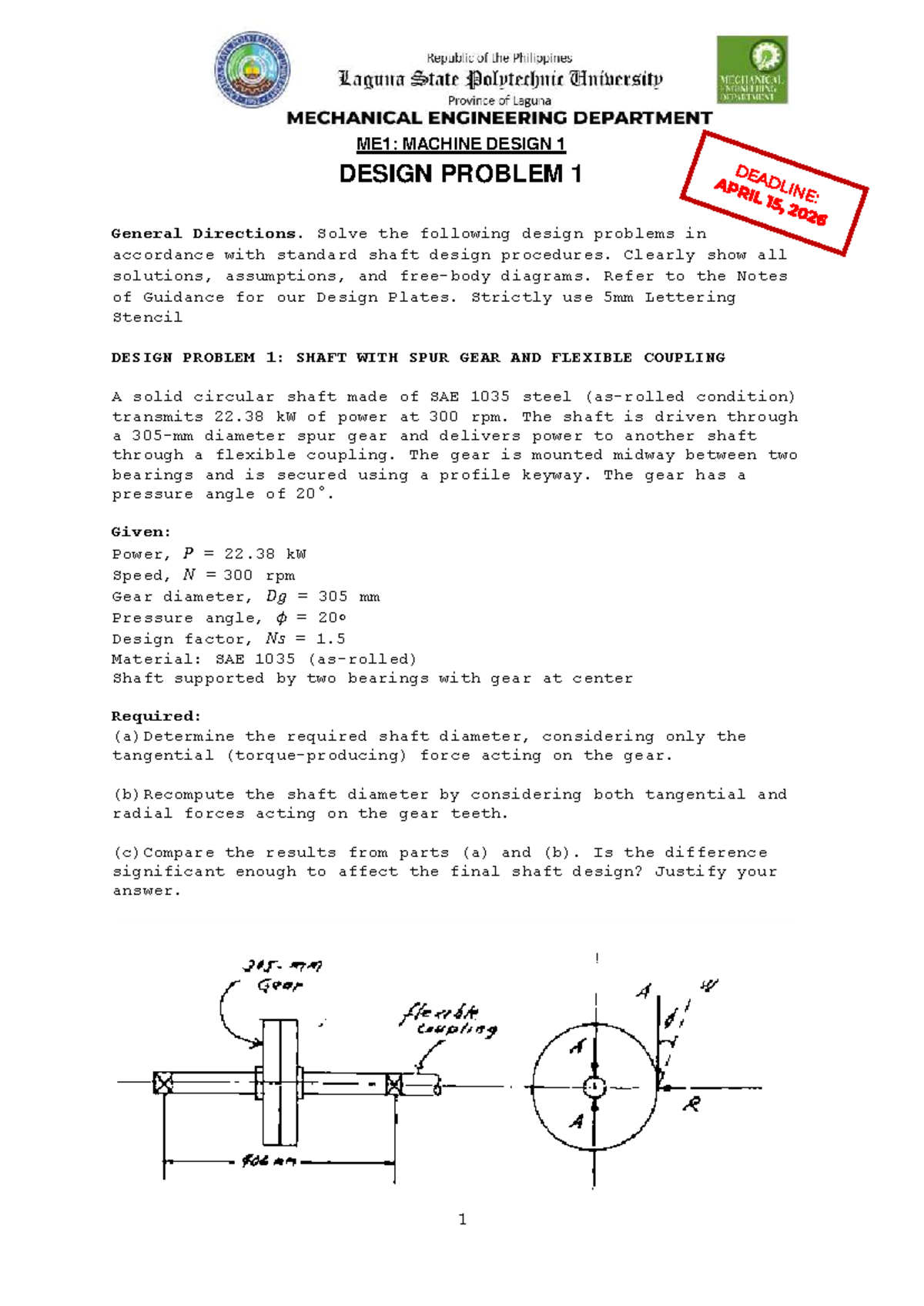 ME1: Machine Design 1 - Design Problem 1 Solutions and Analysis - Studocu