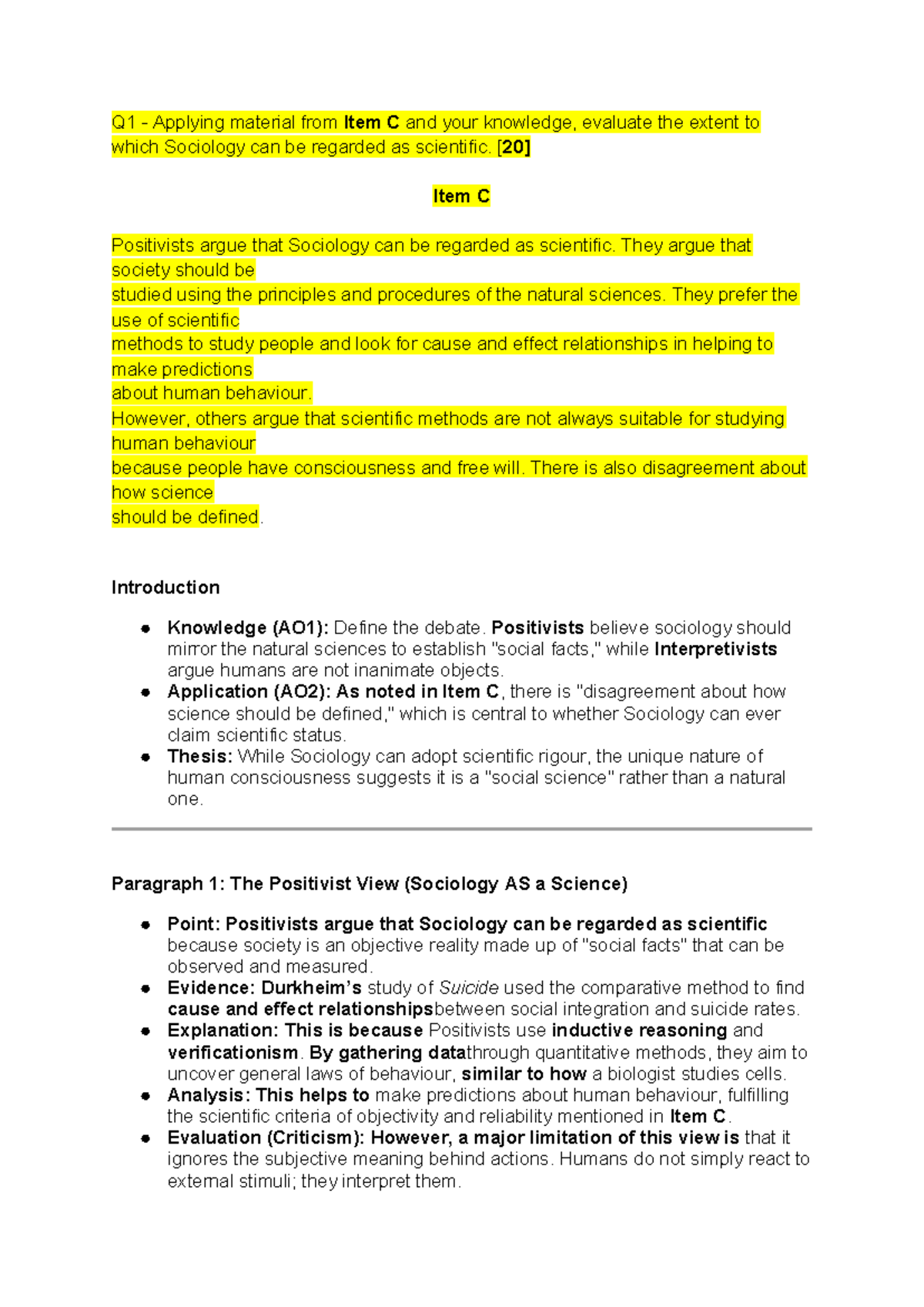 Research Methods - Positivism & Interpretivism Evaluation [EQs] - Studocu
