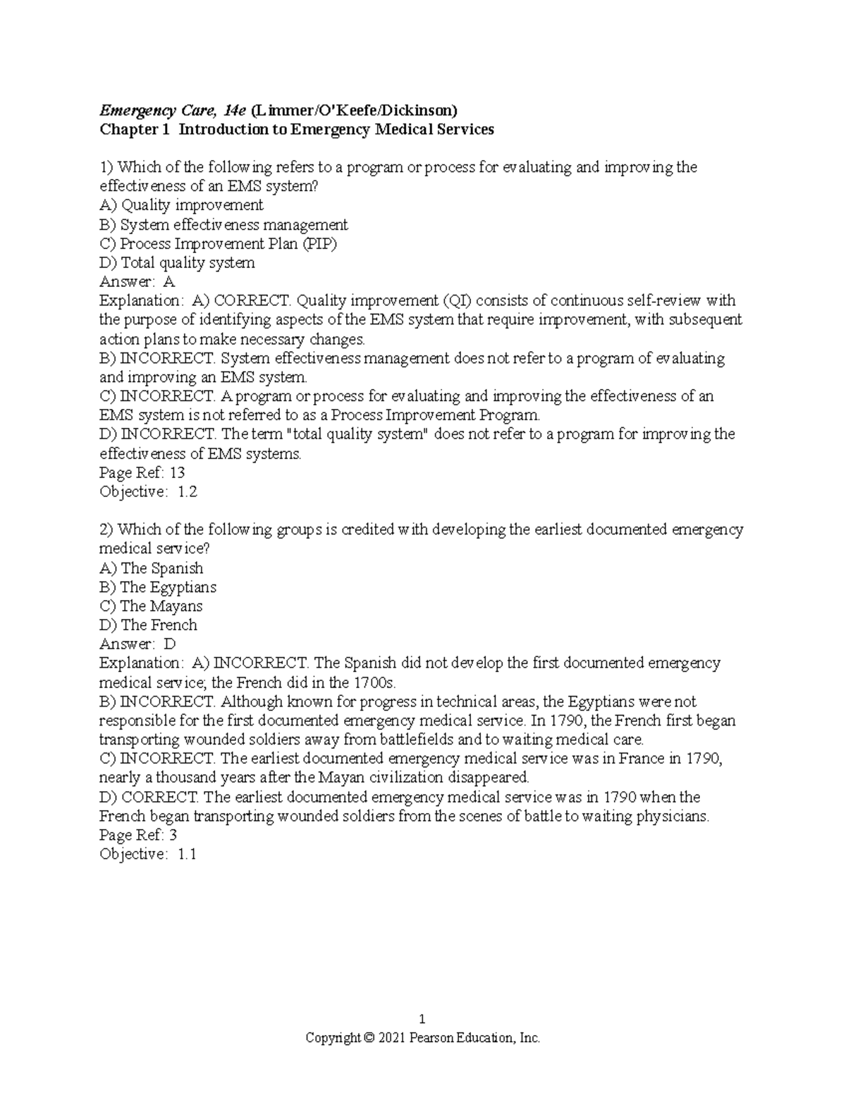 Chapter 1 - EMT study guide - Emergency Care, 14e (Limmer/O'Keefe ...