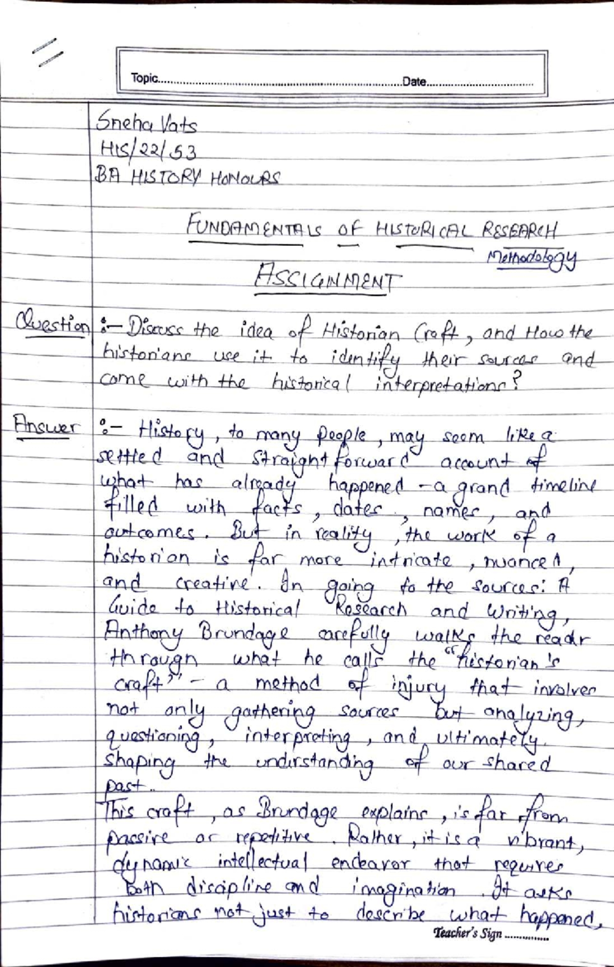 BA HISTORY HONOURS: Fundamentals of Historical Research Assignment ...