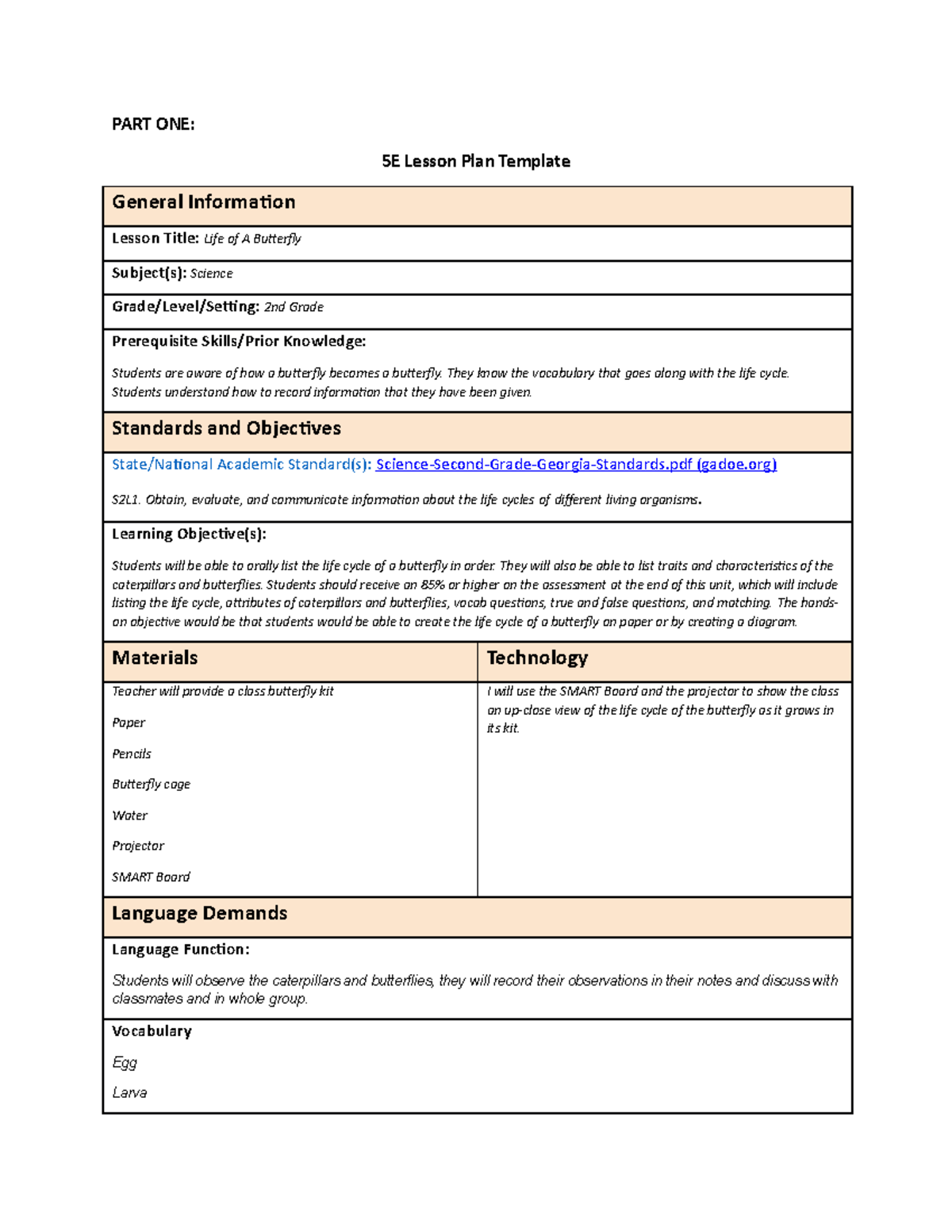 Task 1 C108 revision - PART ONE: 5E Lesson Plan Template General ...