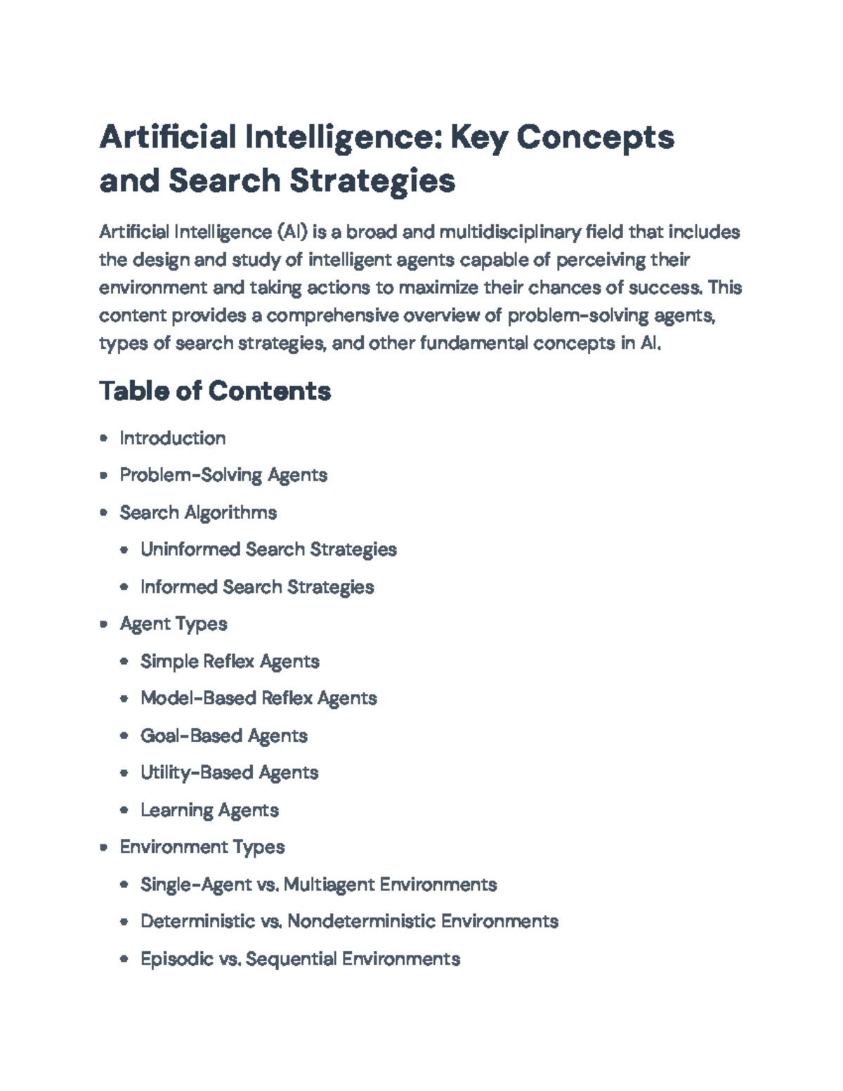 Artificial Intelligence: Problem-Solving Agents & Search Strategies - Artificial Intelligence ...