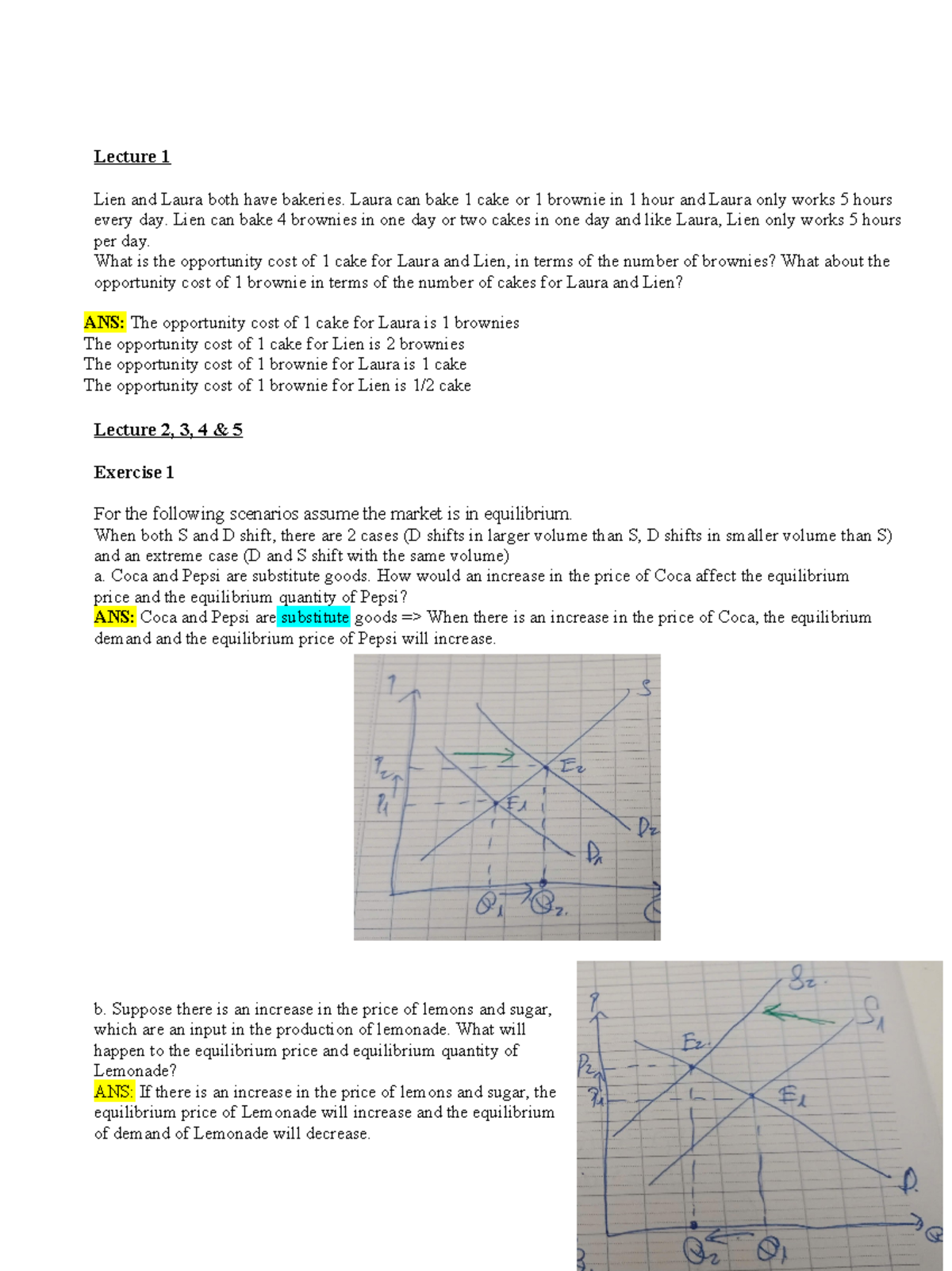 Lecture Notes: Opportunity Cost & Market Equilibrium Analysis (ECO101 ...
