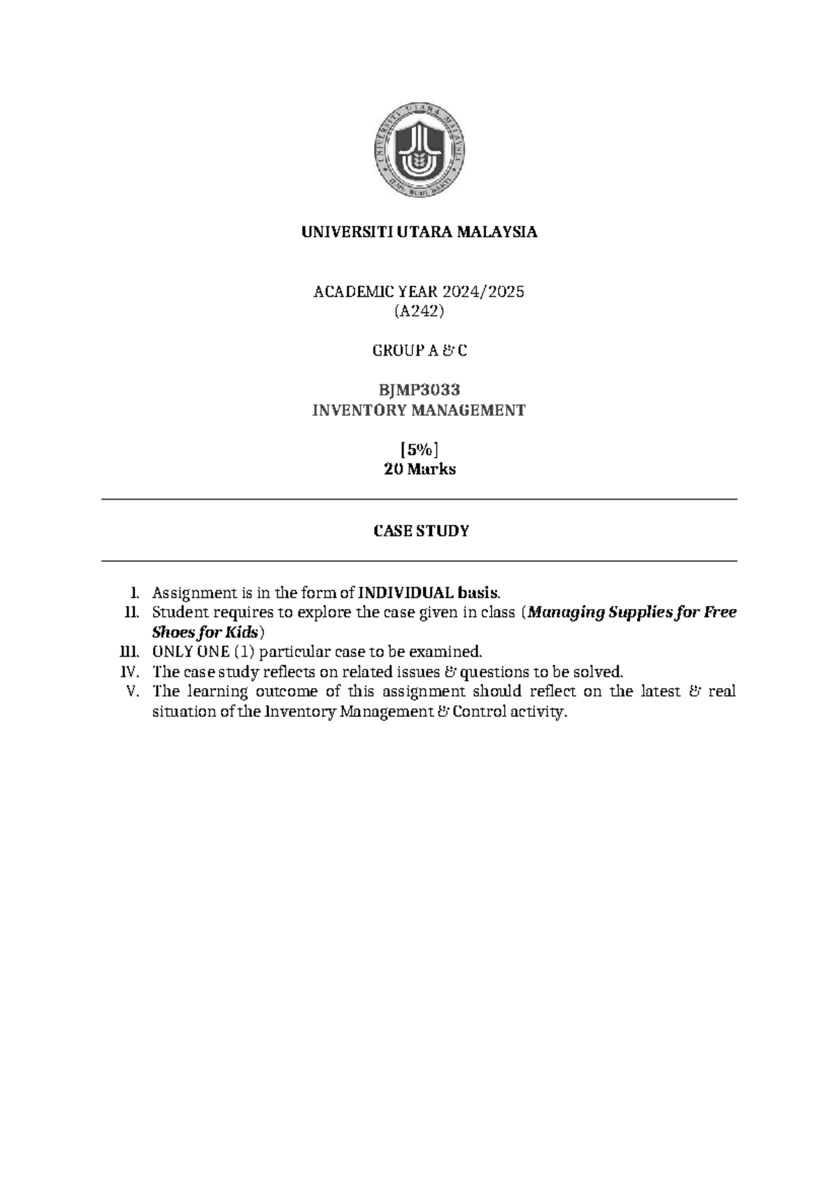 BJMP3033 Inventory Management Case Study Analysis - Studocu
