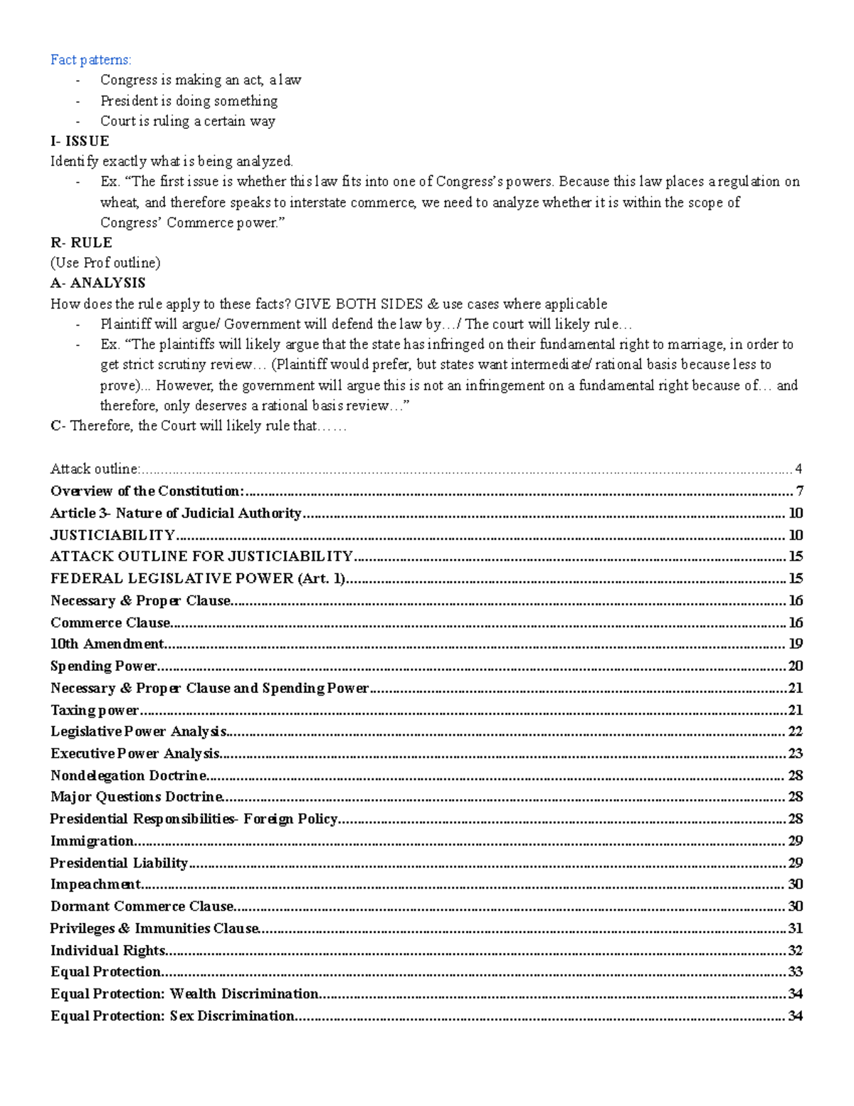 Outline of Constitutional Law: Key Issues and Analyses (Course Code ...