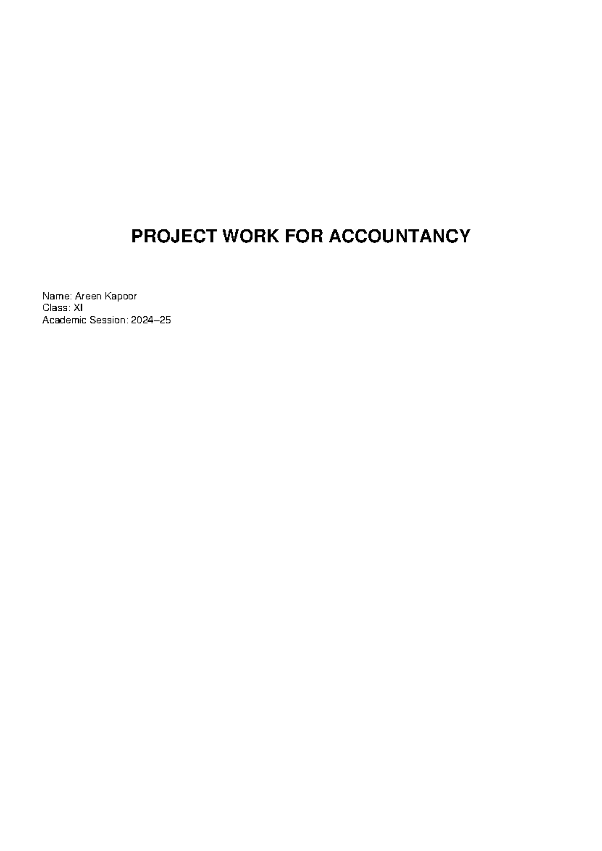 Accountancy Project Work for Class XI: Final Accounts & Trial Balance ...