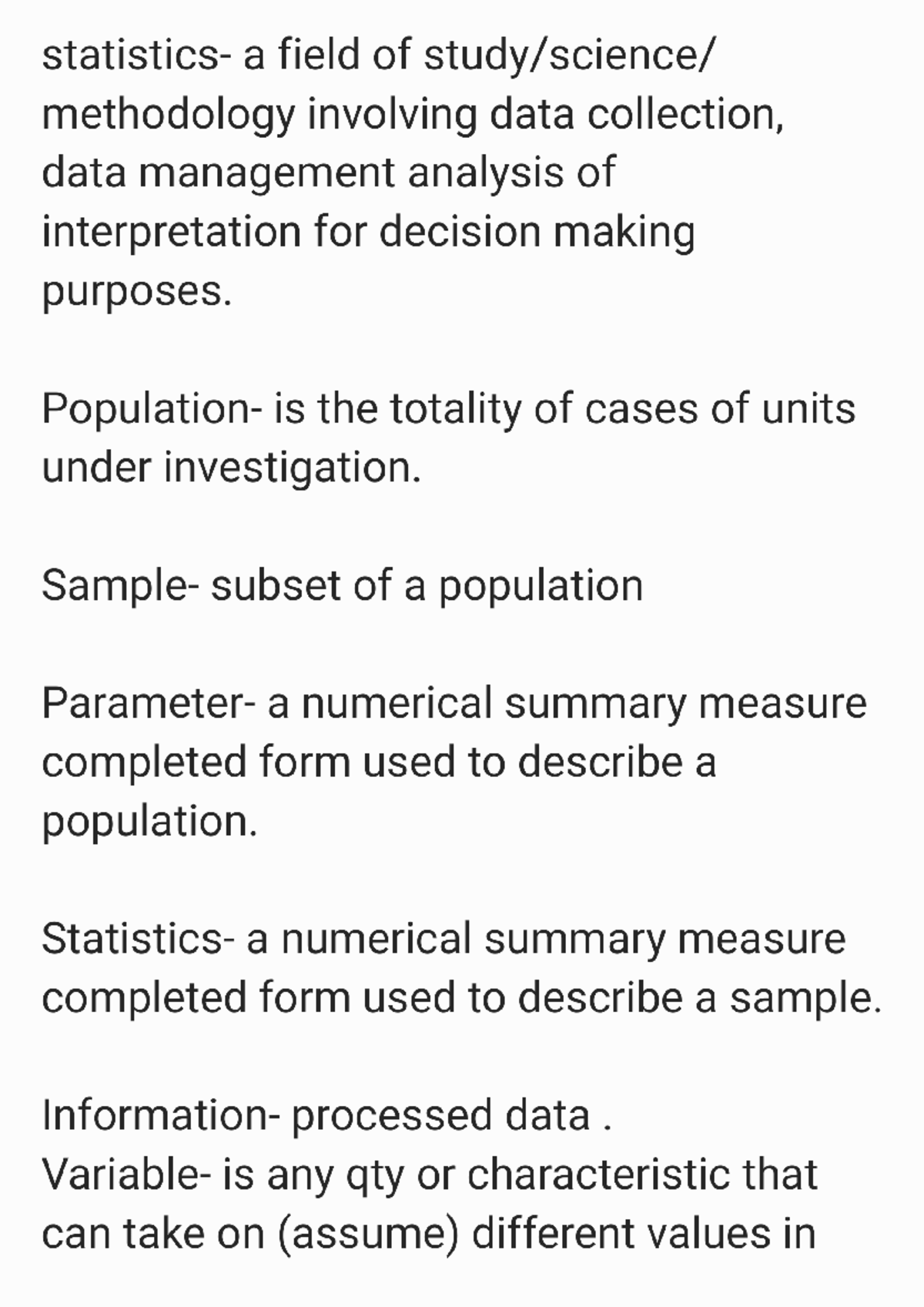 Intro to stats - Statistics - a field of methodology involving data ...