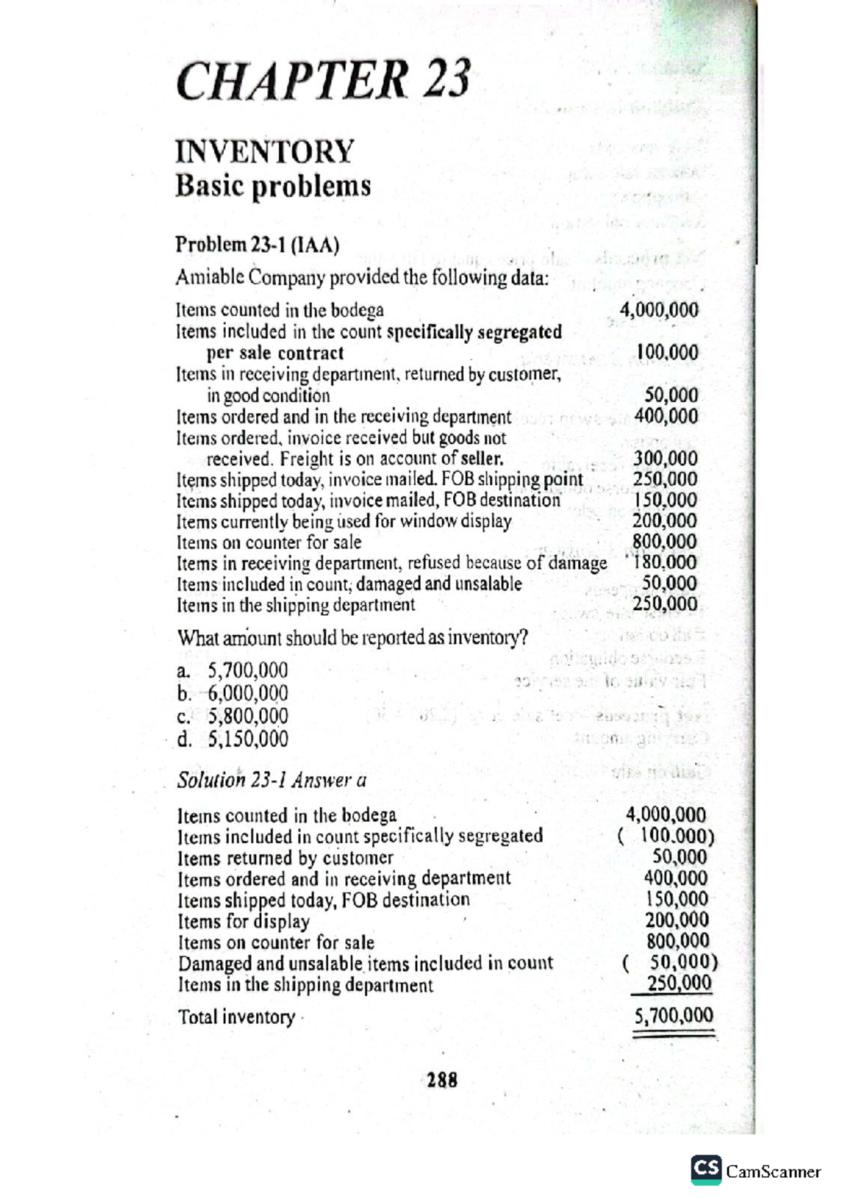 CHAPTER 23 & 24 INVENTORY Problems and Solutions Review (IAA) - Studocu