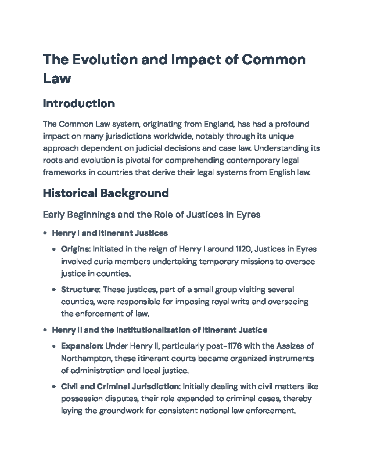 The Evolution and Impact of Common Law: Historical Foundations and ...