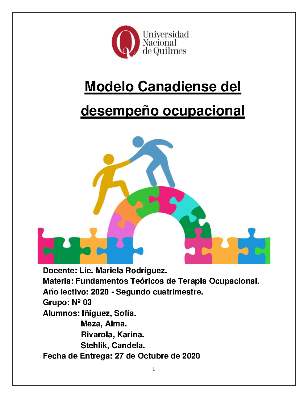 Modelo Canadiense del Desempeño Ocupacional - Fundamentos TE 2020 - Studocu