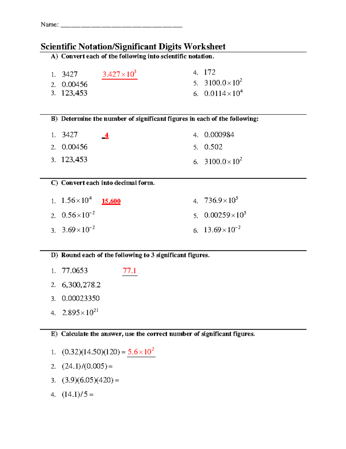 Sig-Fig & Metric Conversions Worksheet (Answer Key) - Studocu