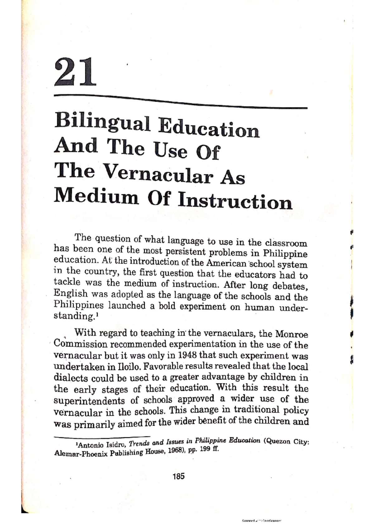 21 Bilingual Education: The Role of Vernacular in Philippine ...