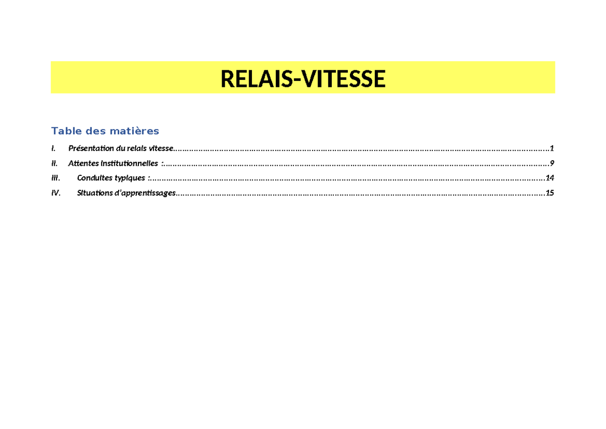 Fiche Relais Vitesse - Techniques et Stratégies en Athlétisme - Studocu