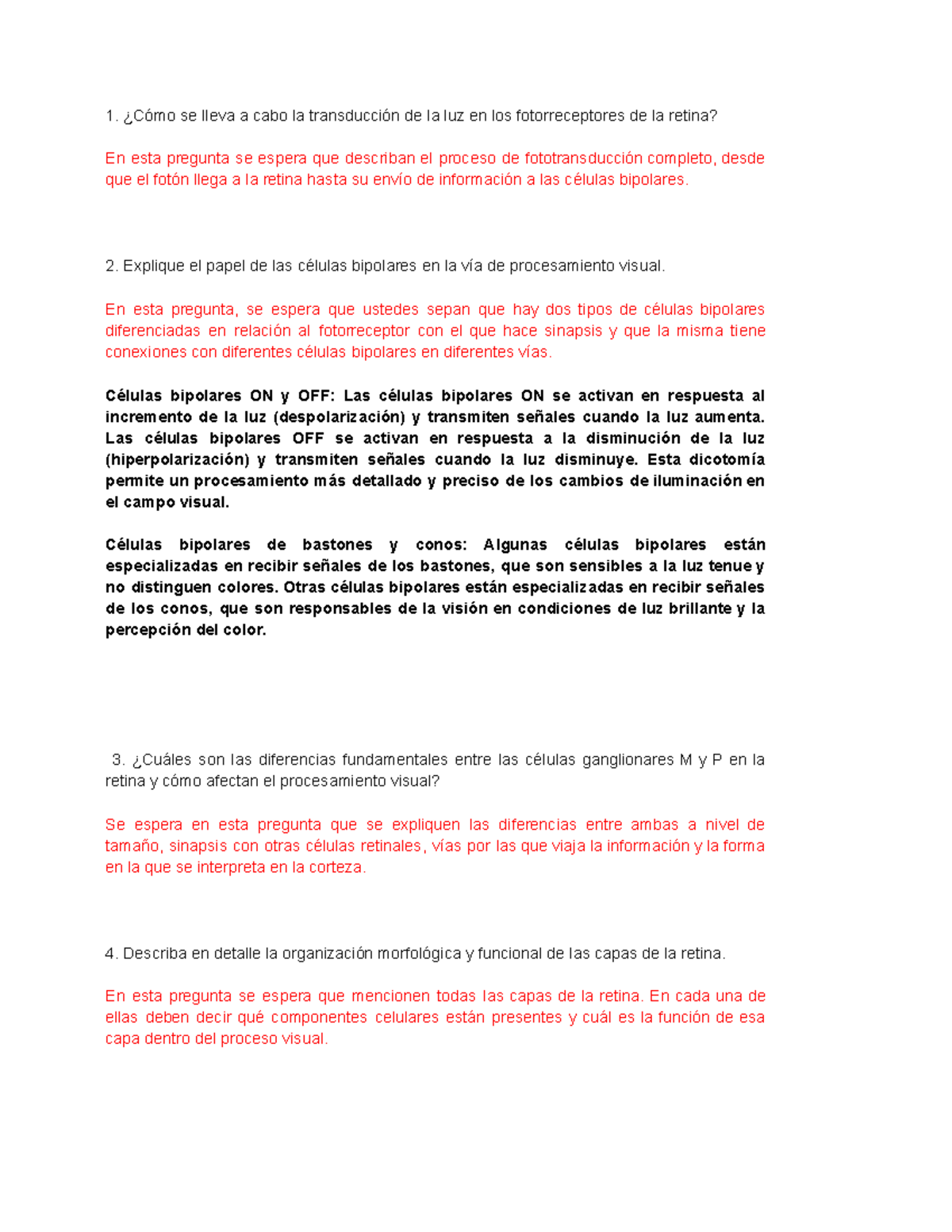 Preguntas tipo Prueba - Procesamiento Visual y Fototransducción en ...