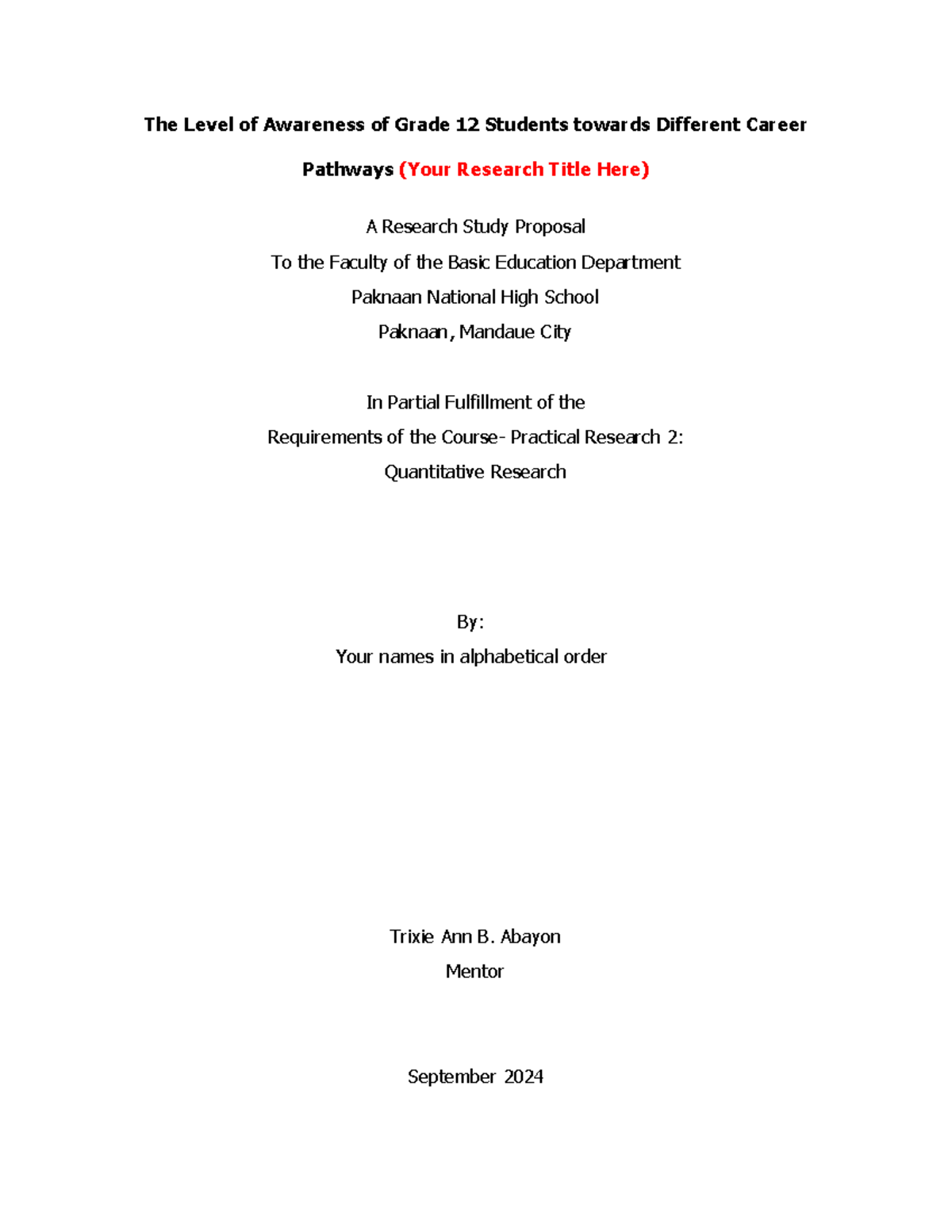 Grade 12 Practical Research 2: Career Pathway Awareness Study - Studocu