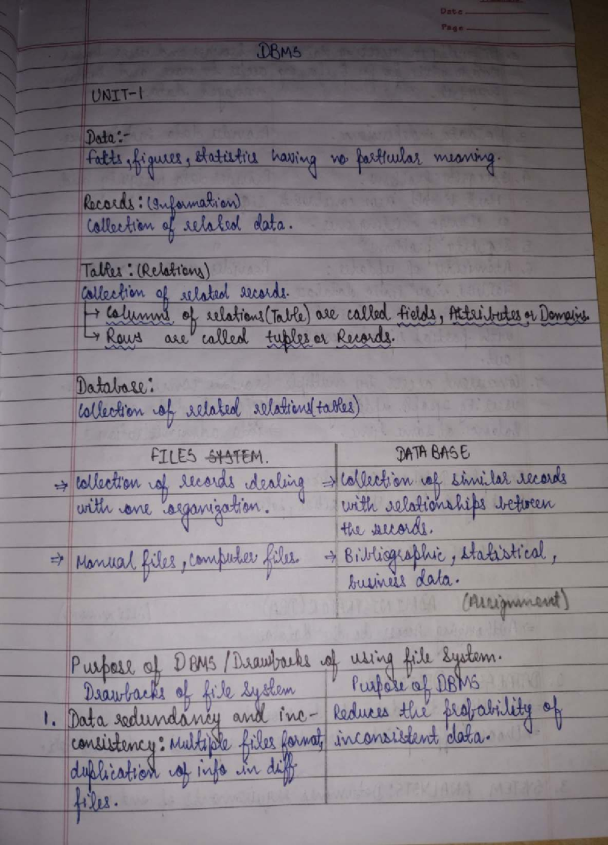 DBMS- Database Management System Overview and Concepts - Studocu