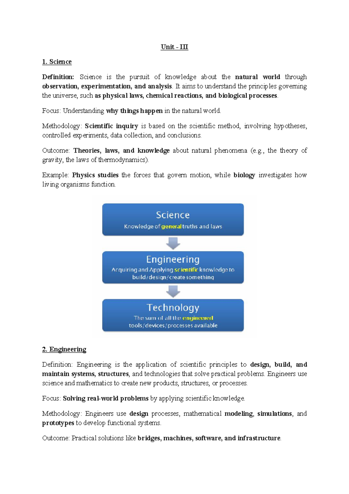 Unit 3 - Science, Engineering & Technology Notes for Exam Prep - Studocu