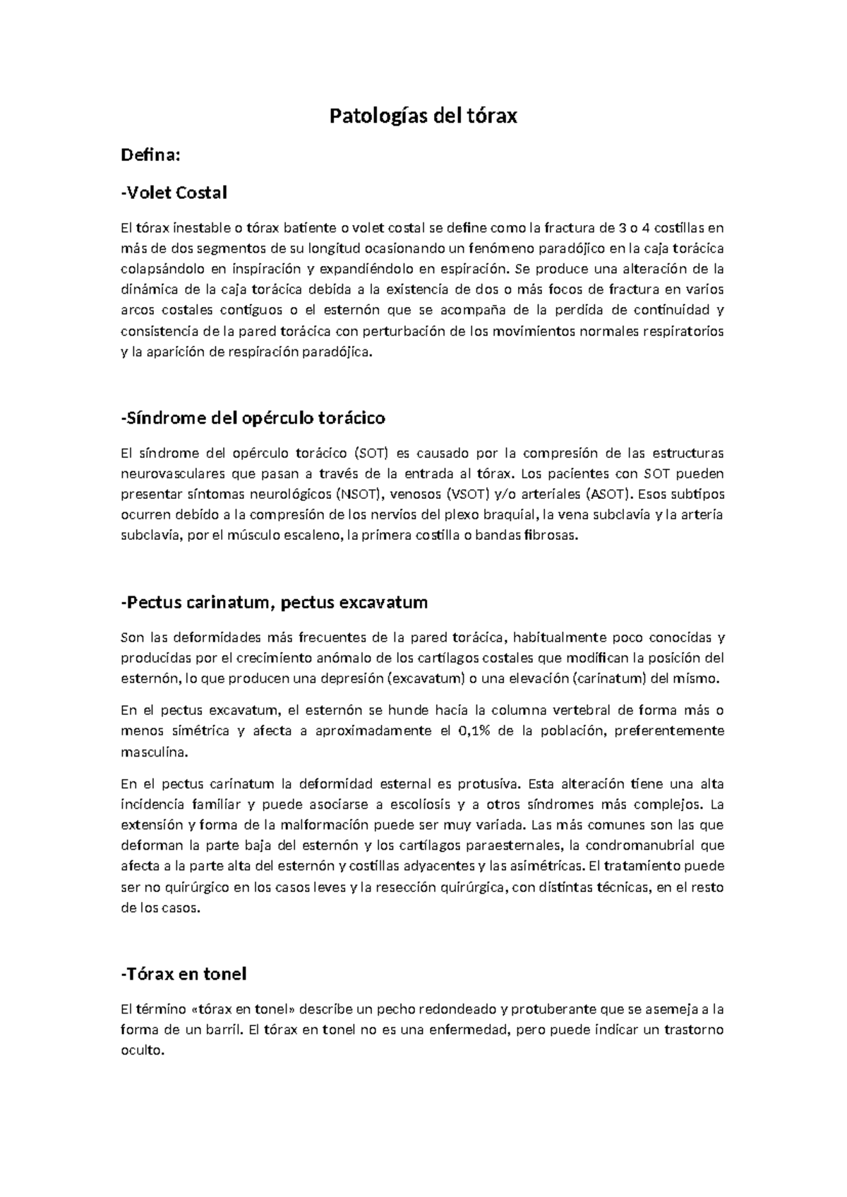 Patologías del Tórax - Análisis de Condiciones y Síndromes Importantes ...