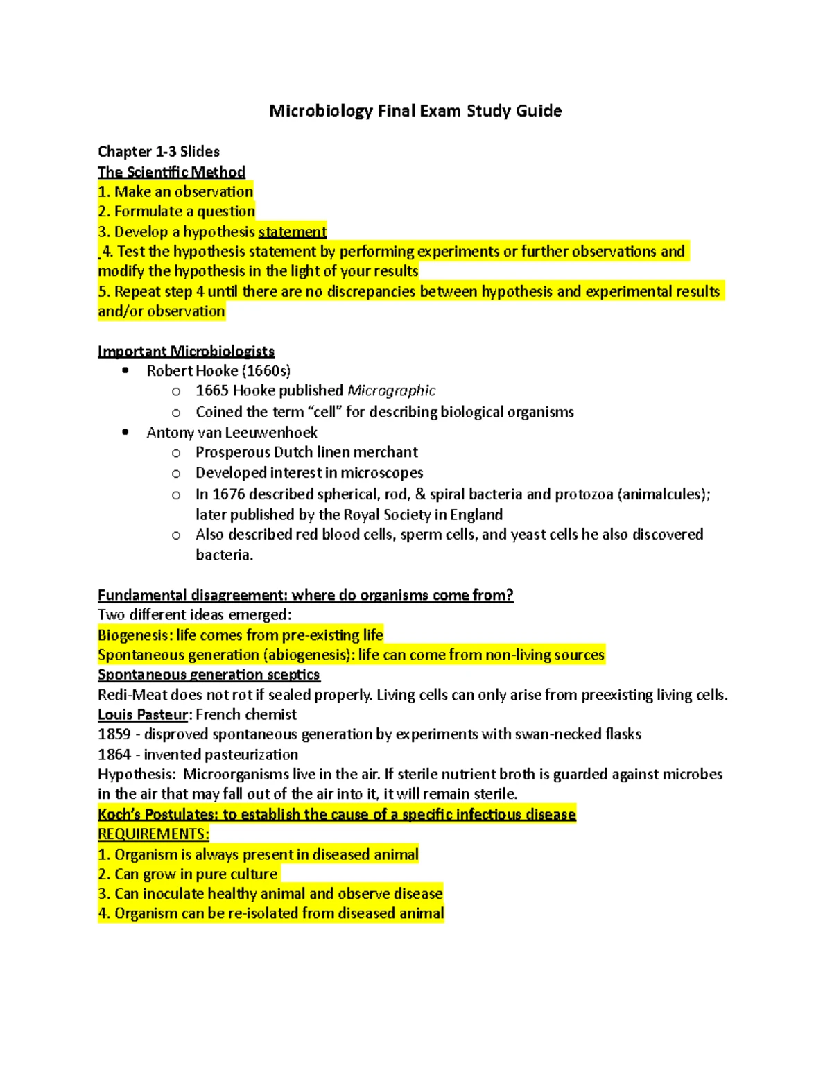 Microbiology Final Exam Study Guide - Make an observation 2. Formulate ...
