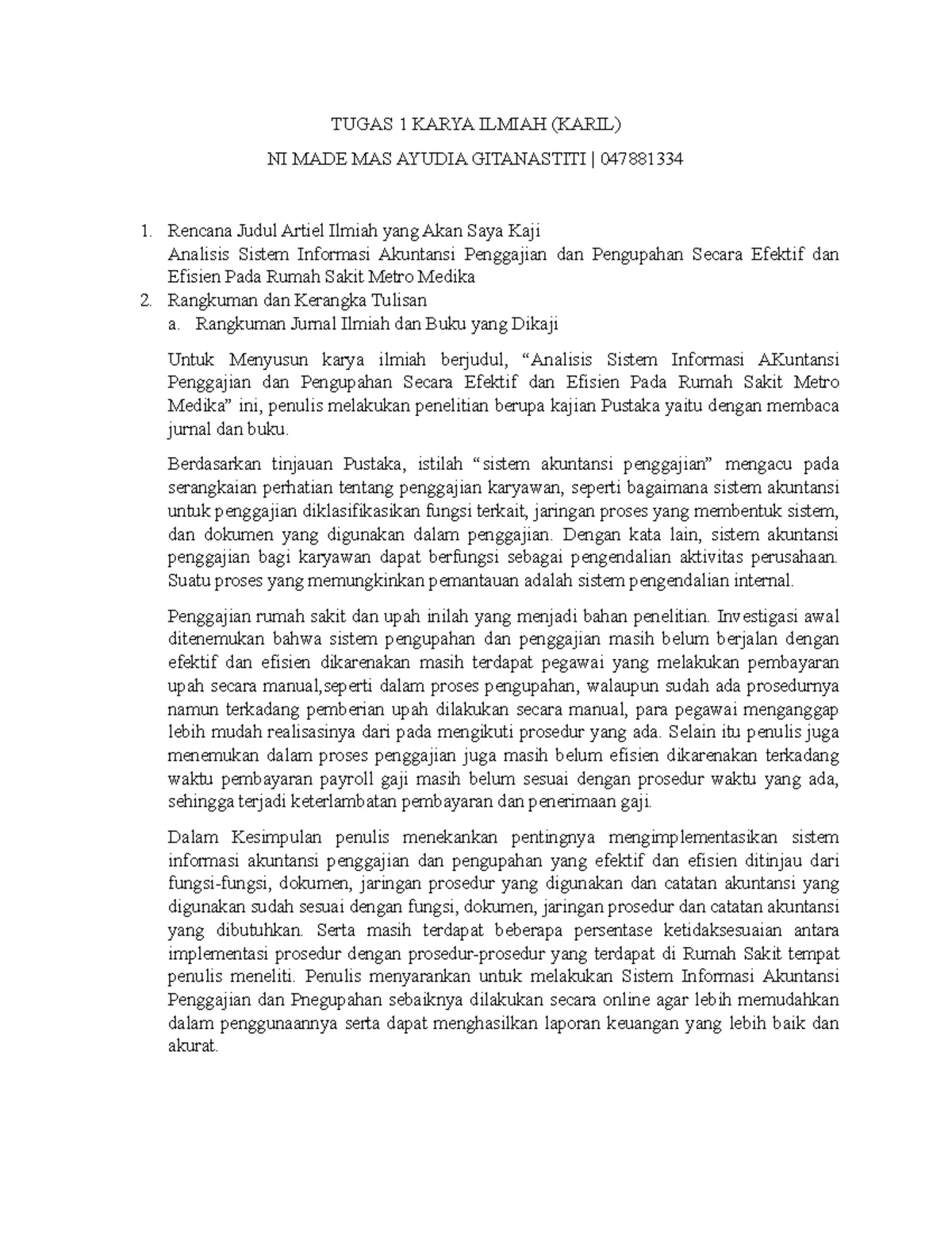 Tugas Tutorial 3: Teknik Penulisan Karya Ilmiah (IDIK4013) - Studocu