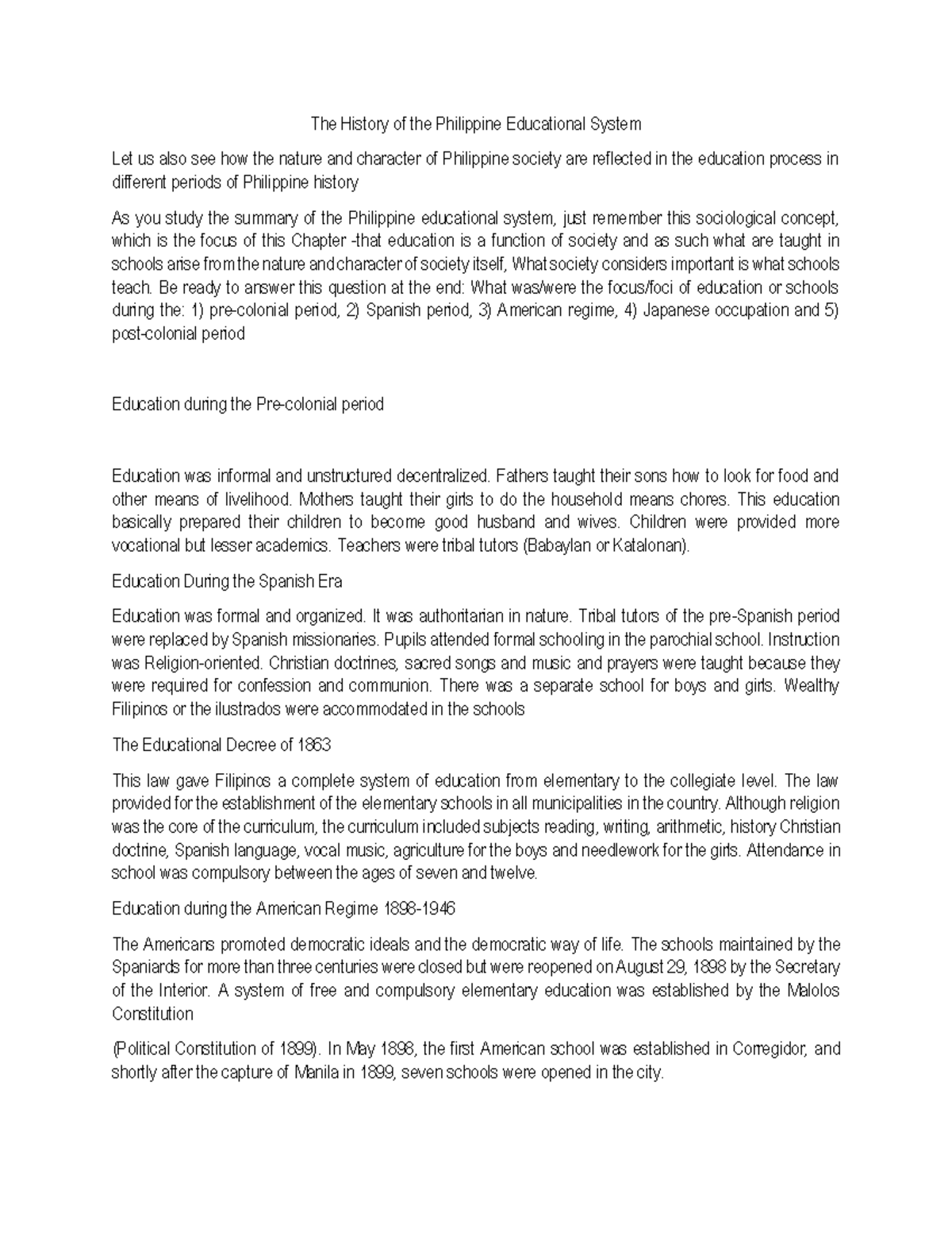 History of Philippine Education System - The History of the Philippine ...