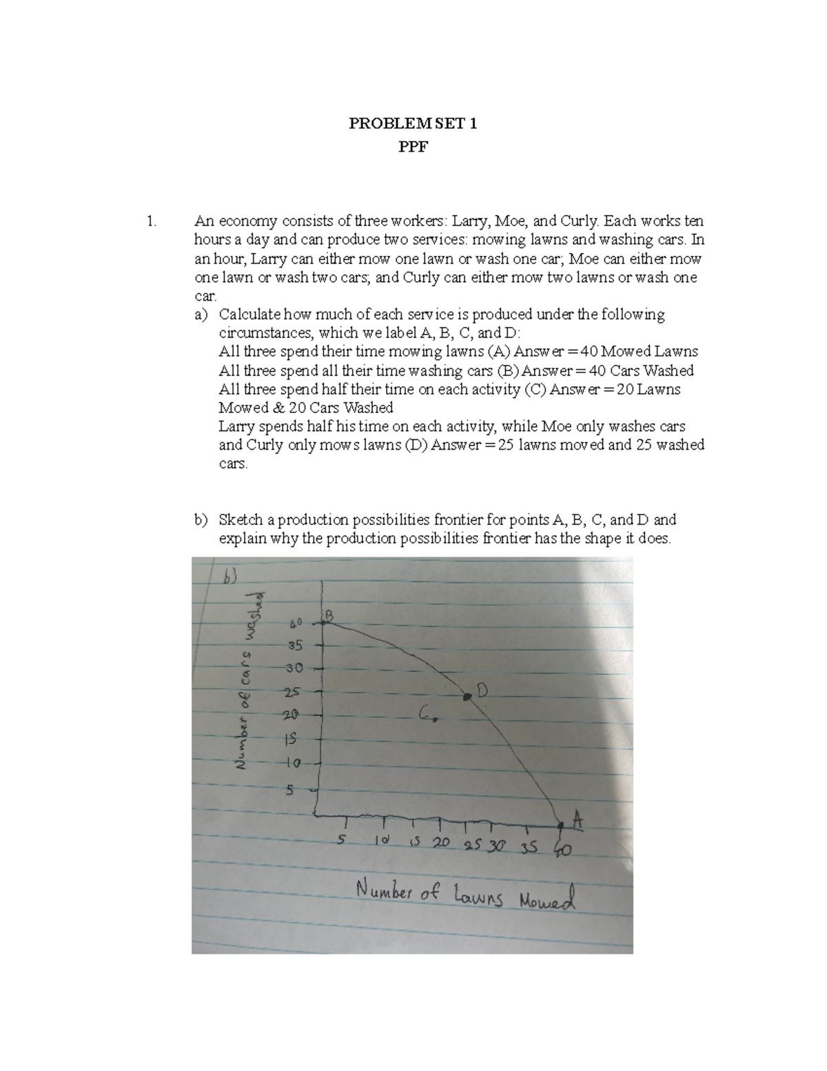 2301 Problem Set 1 - Solutions and PPF Analysis - Studocu