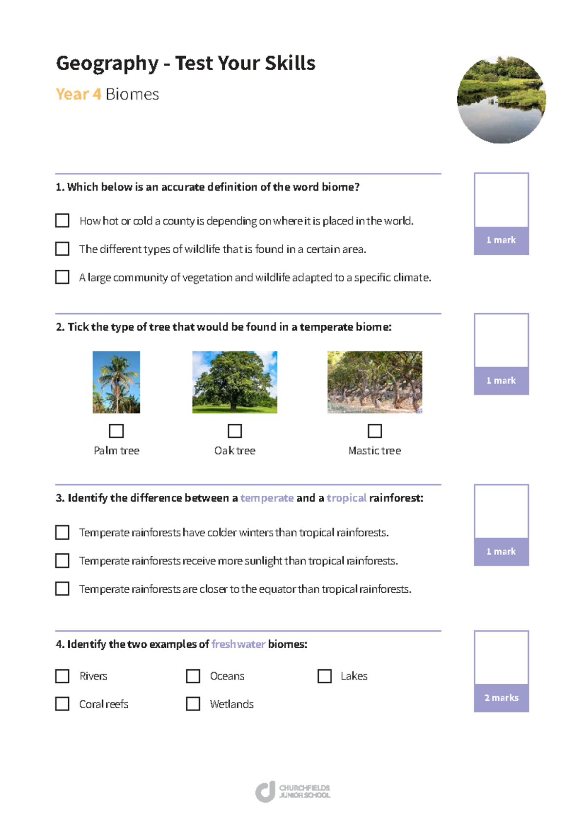 Quiz Geography Y4: Understanding Biomes and Their Characteristics - Studocu