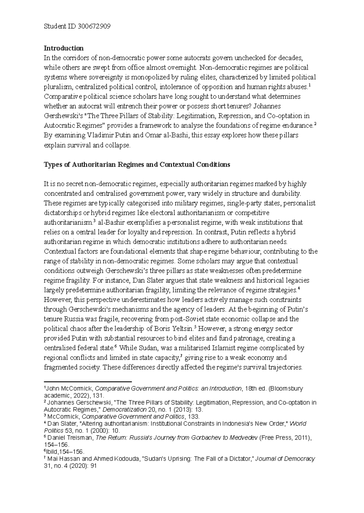 POLs 114 Essay: Analyzing Authoritarian Regimes and Stability - Studocu