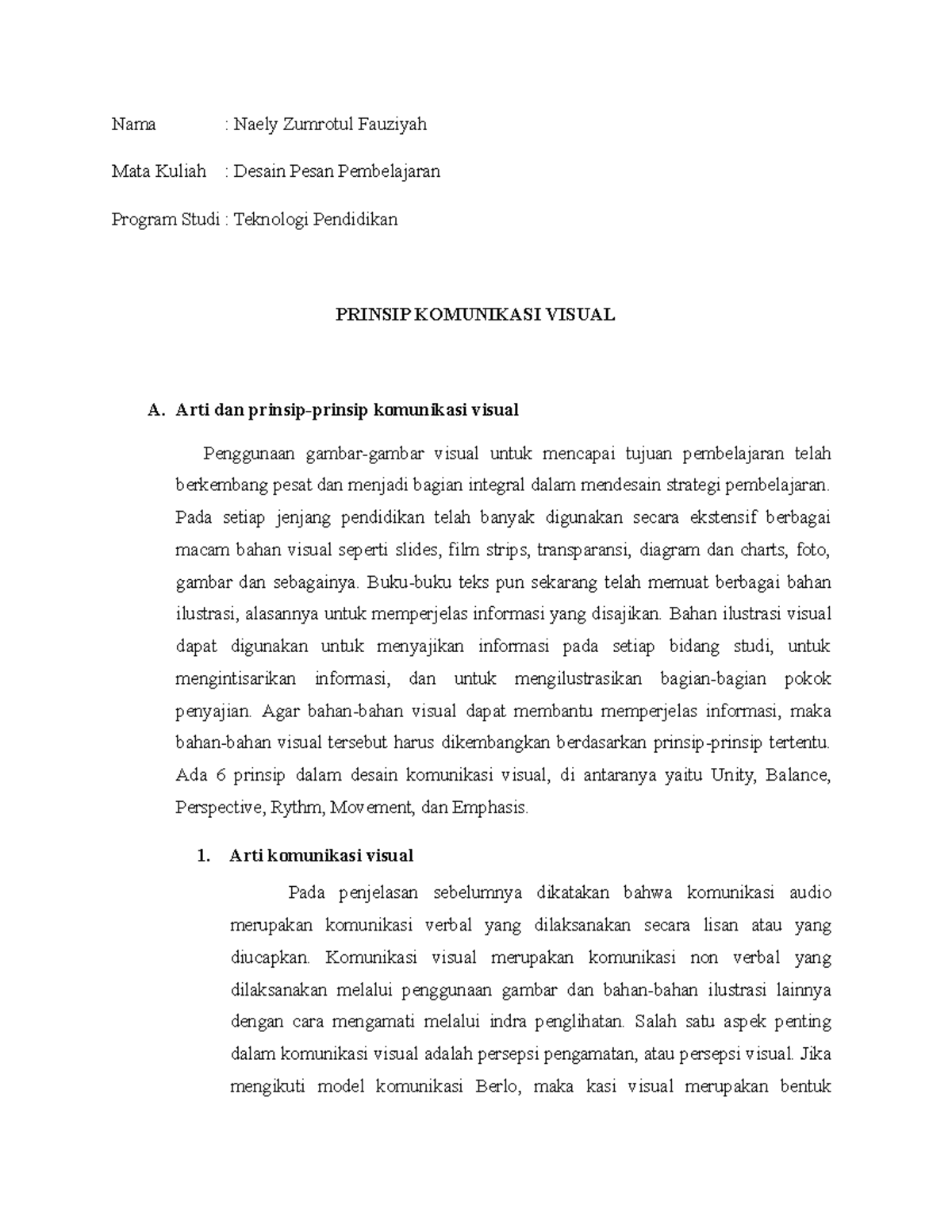 Prinsip Komunikasi Visual - Nama : Naely Zumrotul Fauziyah Mata Kuliah ...