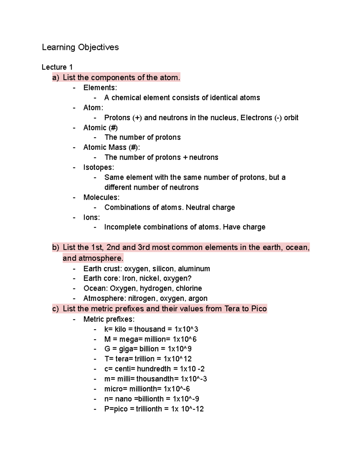 EOSC 114 Fragile Systems 1 Lecture 1: Atom Components & Common Elements ...