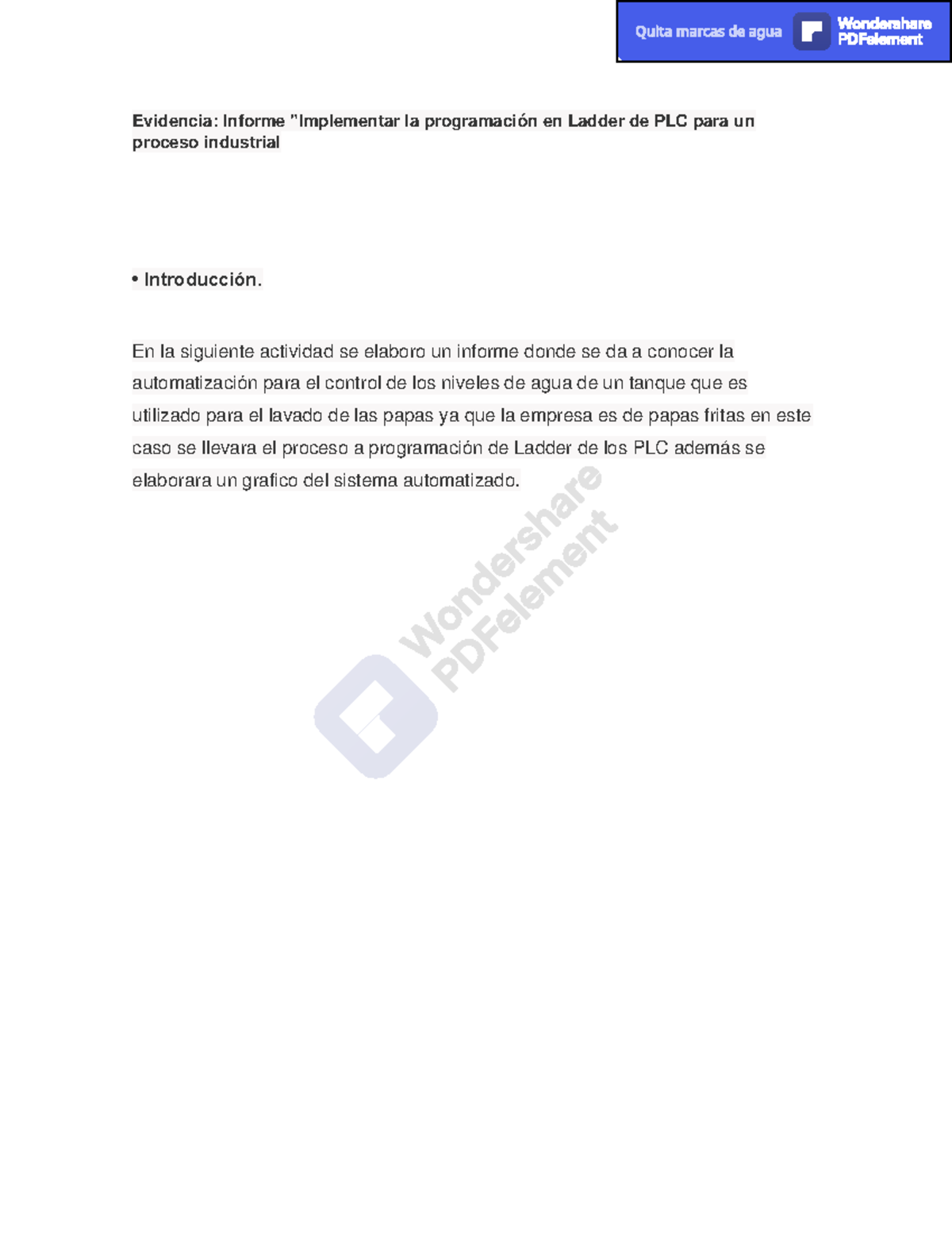Informe sobre Programación en Ladder de PLC para Automatización Industrial - Studocu