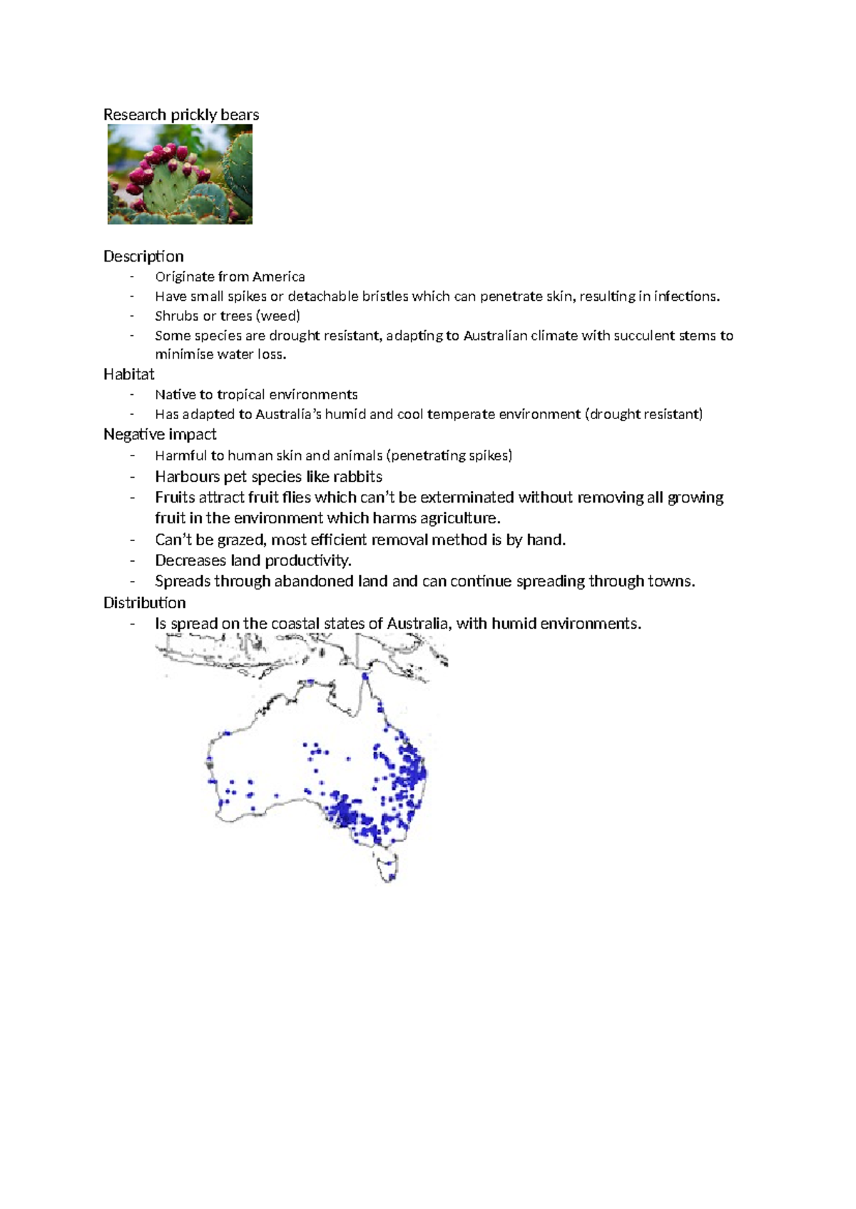 Research on Prickly Pears: Habitat, Impact, and Distribution - Studocu