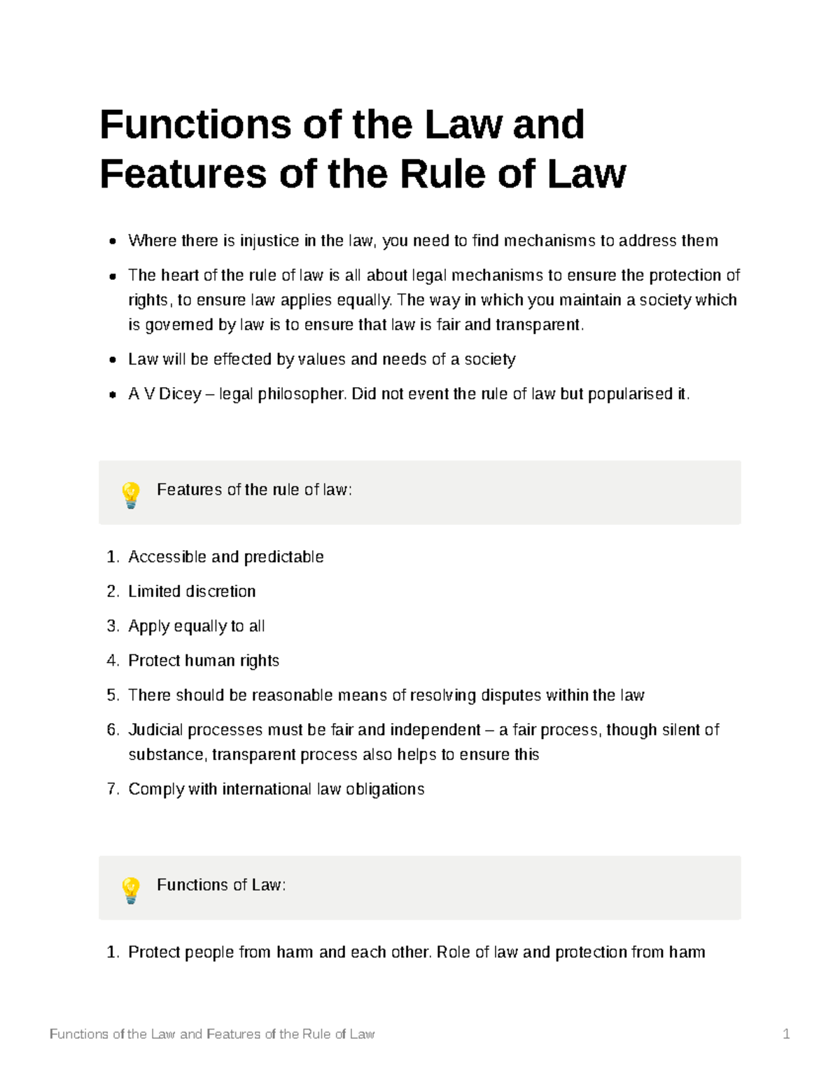 Functions and features of law - Functions of the Law and Features of ...