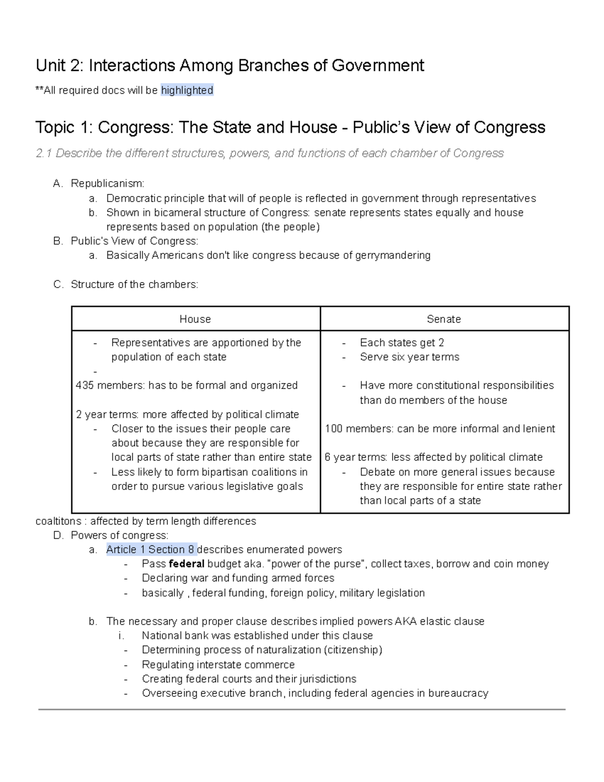 Unit 2: Interactions Among the Three Branches of Government - Studocu