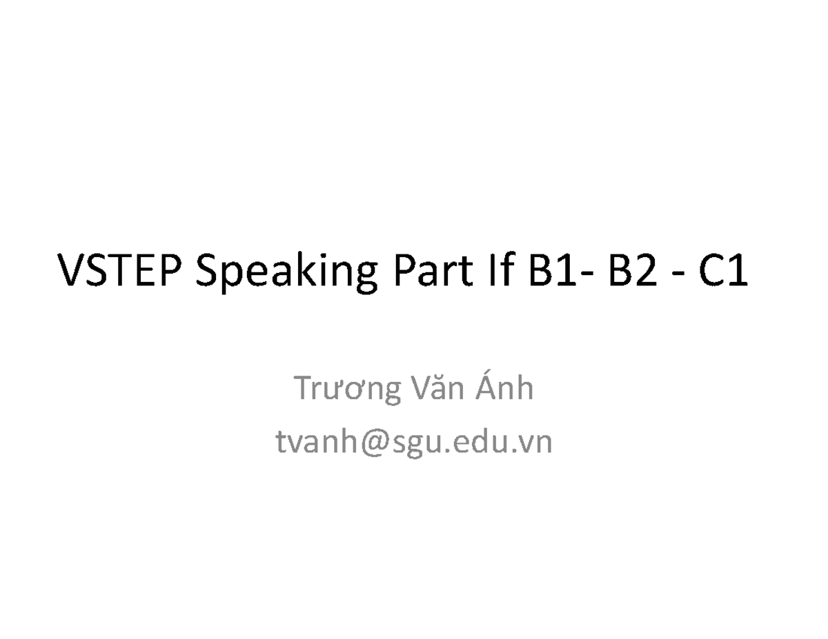 Speaking vstep - Practice - VSTEP Speaking Part If B1- B2 - C Trương ...