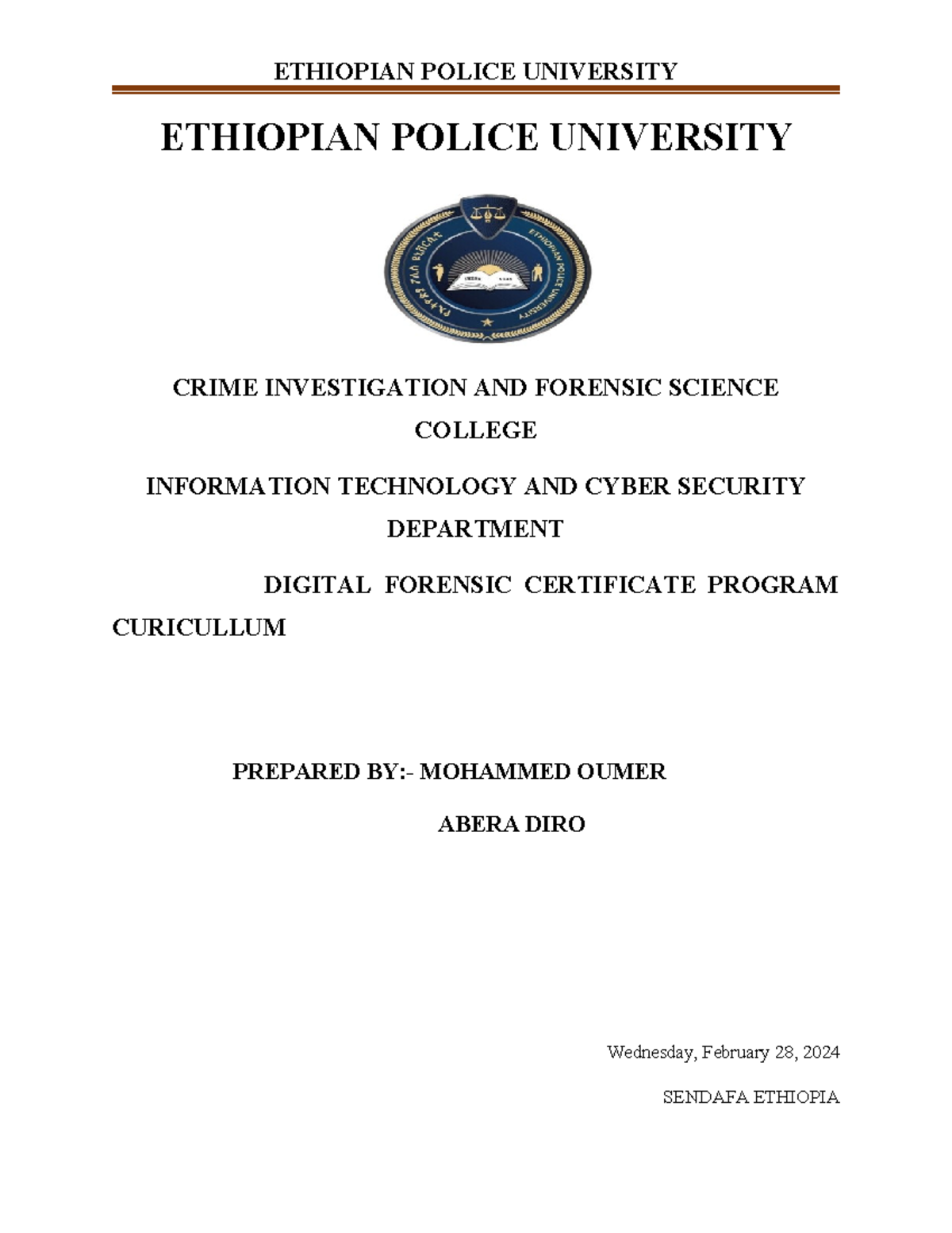 DFCP Curriculum Overview for Digital Forensics Program at EPU - Studocu