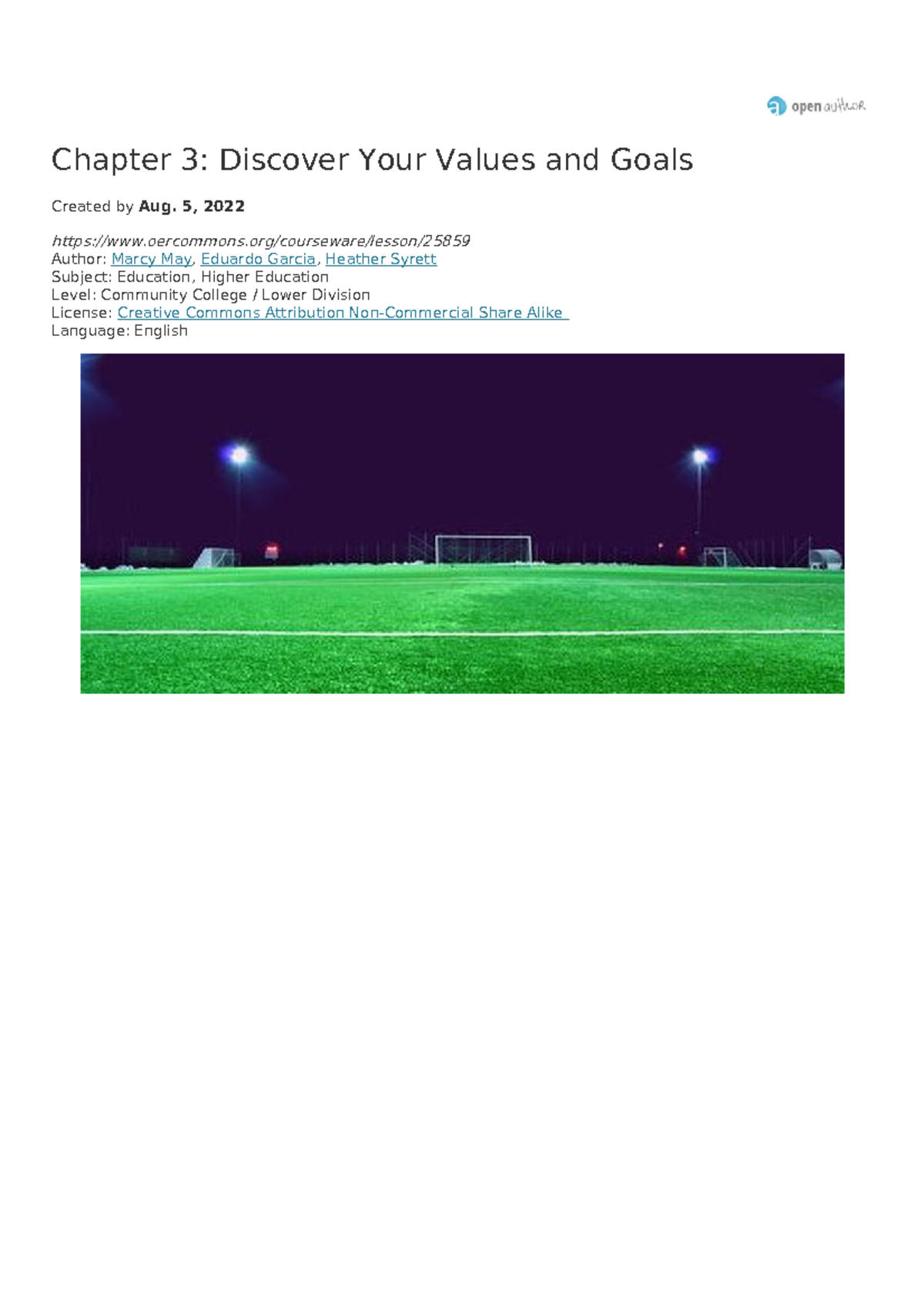 Chapter 3: Discover Your Values and Goals - EDUC 1300 Insights - Studocu