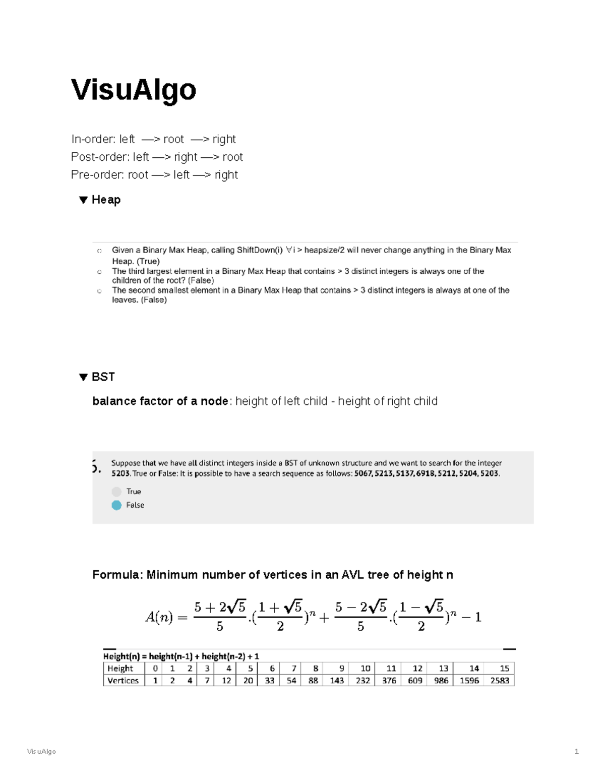 Visu Algo summaries - VisuAlgo 1 VisuAlgo In-order: left —> root —> right Post-order: left - Studocu
