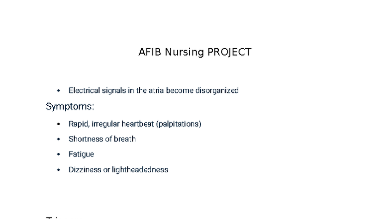 AFIB Nursing Project: Understanding Atrial Fibrillation Symptoms and ...