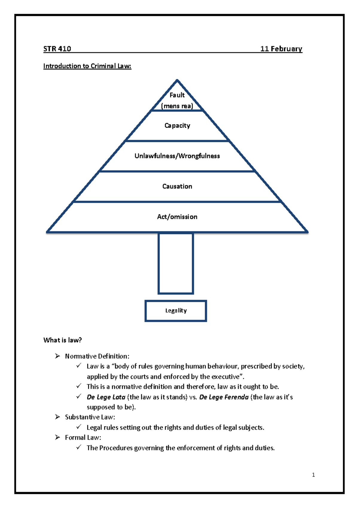 Class Notes for STR 410: Overview of Criminal Law Principles - Studocu