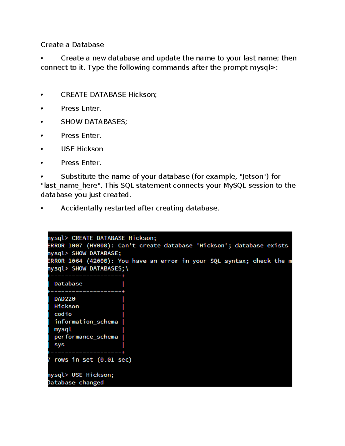 Database module 1 assignment - Create a Database ⦁ Create a new ...