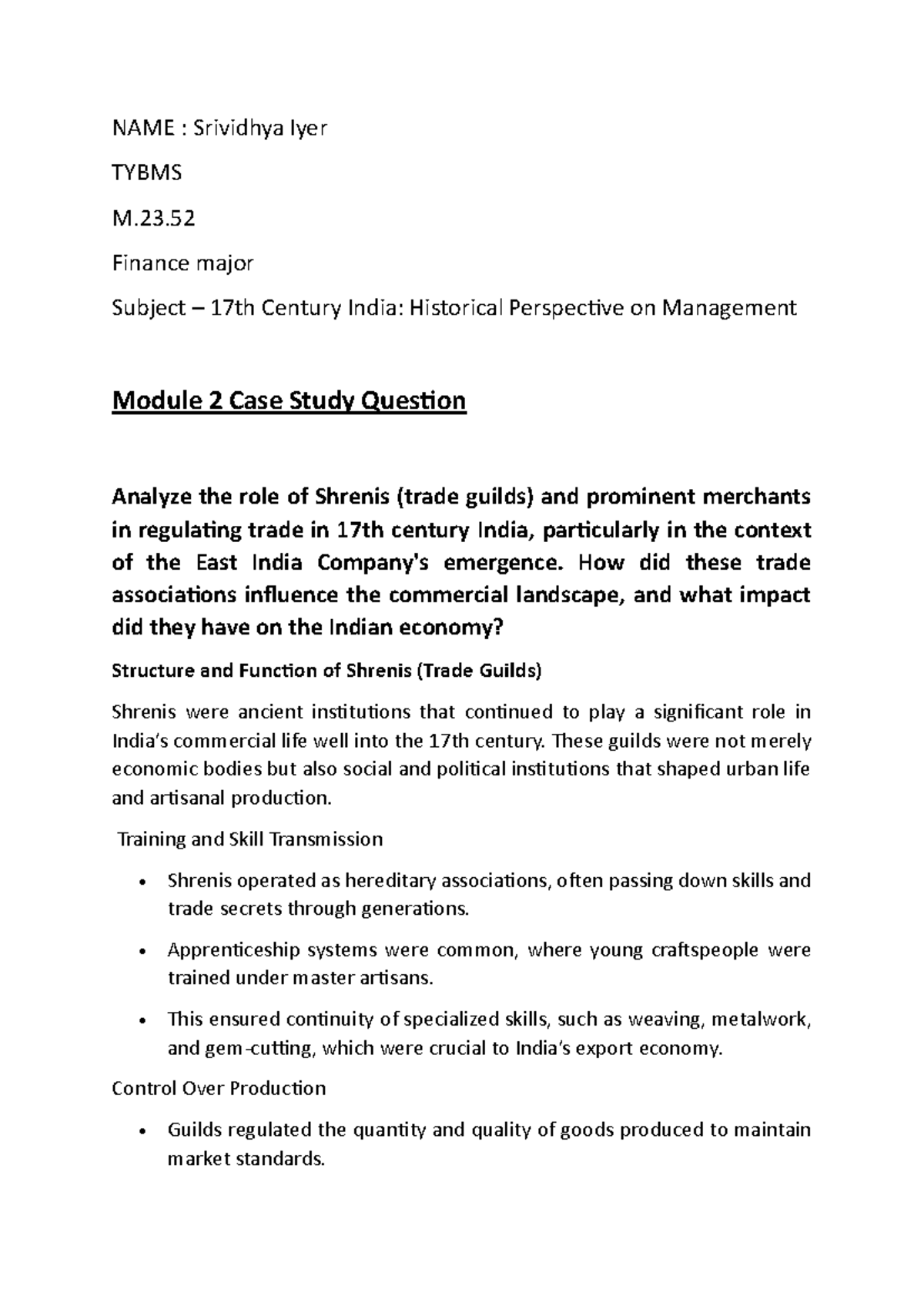 17th Century India: Shrenis & Merchants in Trade Regulation (M.23.52 ...