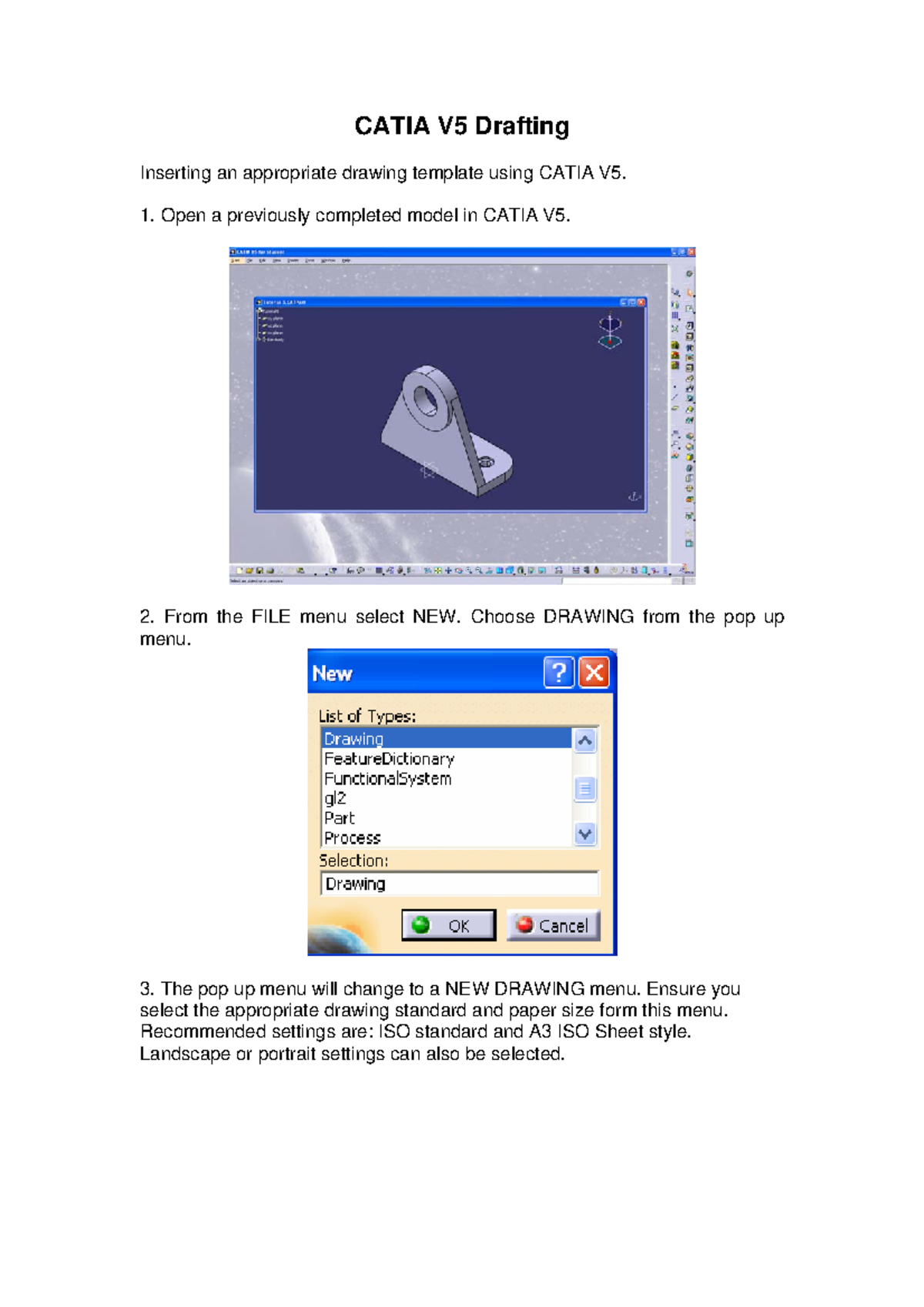 CATIA V5 Drafting Notes: Setup & Template Insertion Guide - Studocu