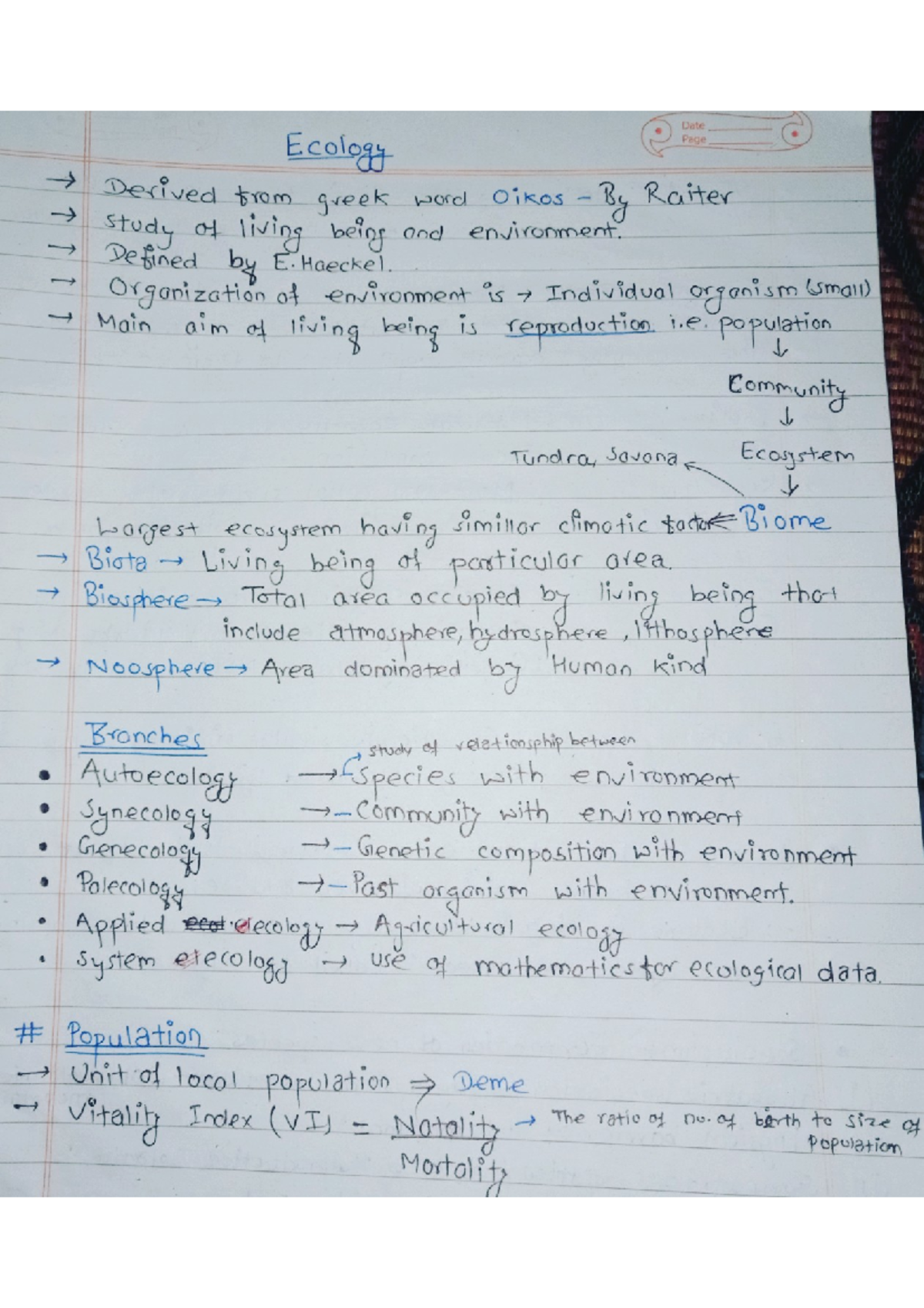 Ecology Study Notes: Key Concepts and Terminology - Studocu