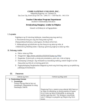 Banghay aralin format sample - Banghay Aralin sa ...