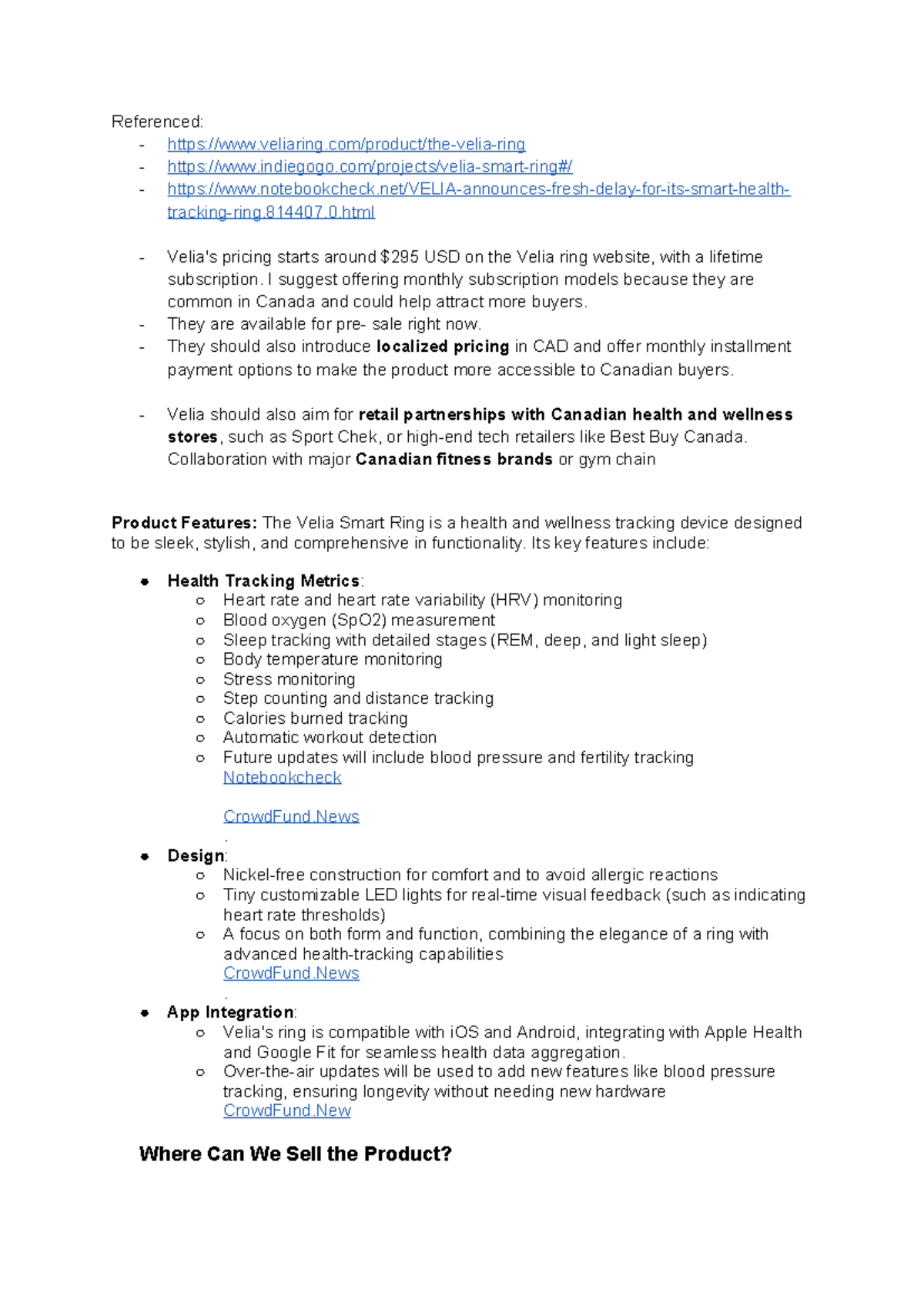 Notes - Velia Ring Internal Analysis & Marketing Strategies - Studocu