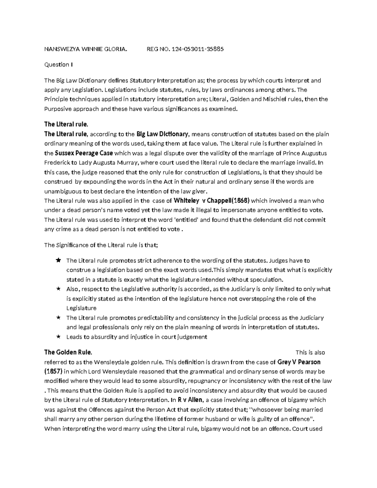Rules of Statutory Interpretation: Key Principles and Cases - Studocu