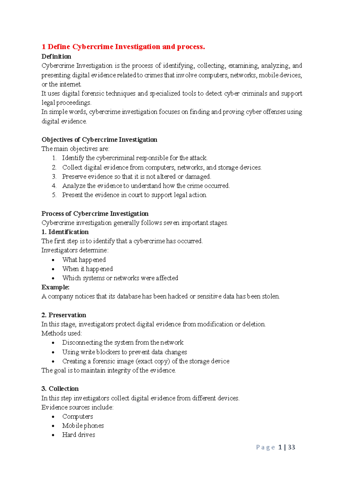 Unit-3 Q&A: Cybercrime Investigation Processes and Techniques - Studocu