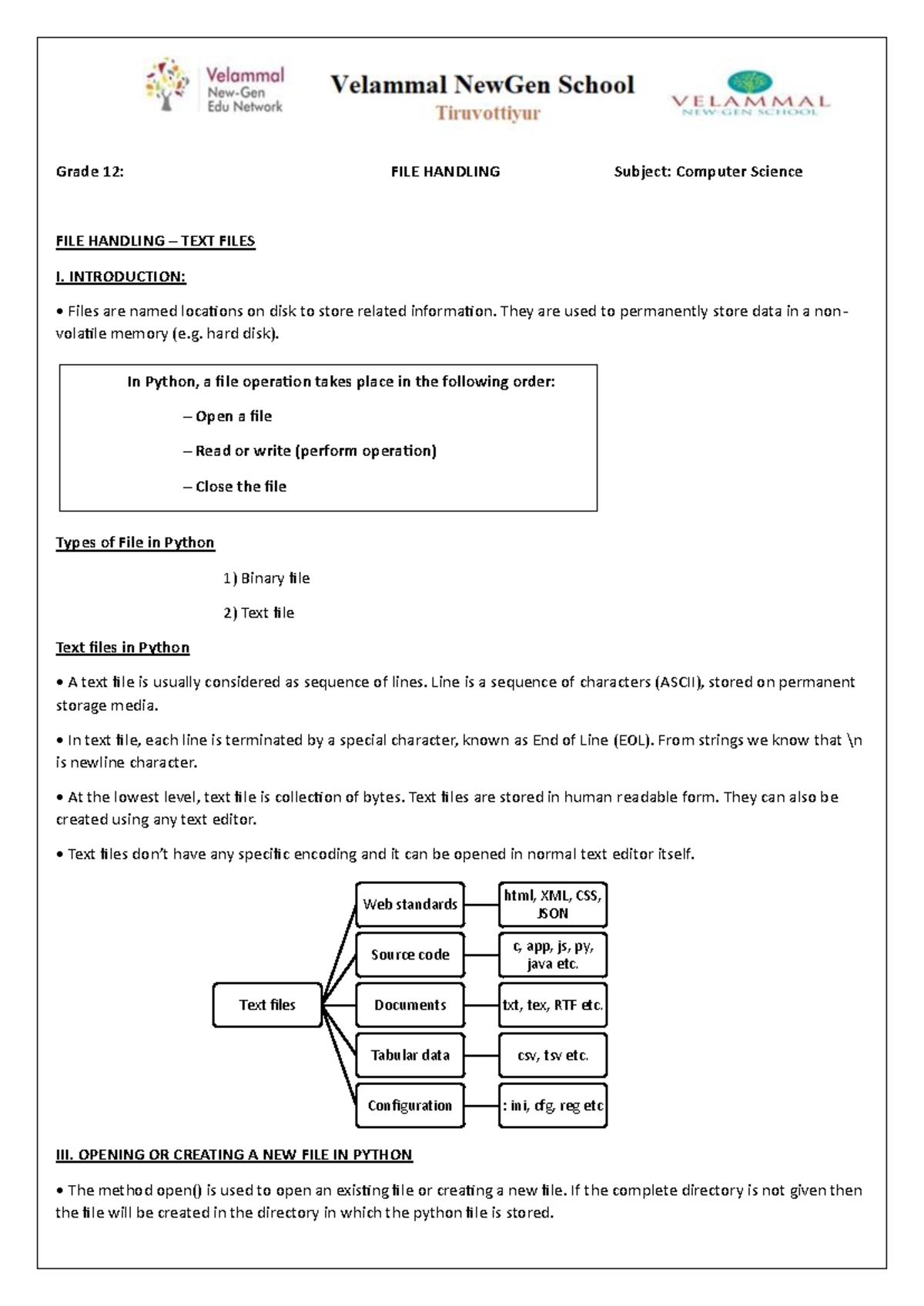 Grade 12 Computer Science: File Handling Notes & Python Basics - Studocu
