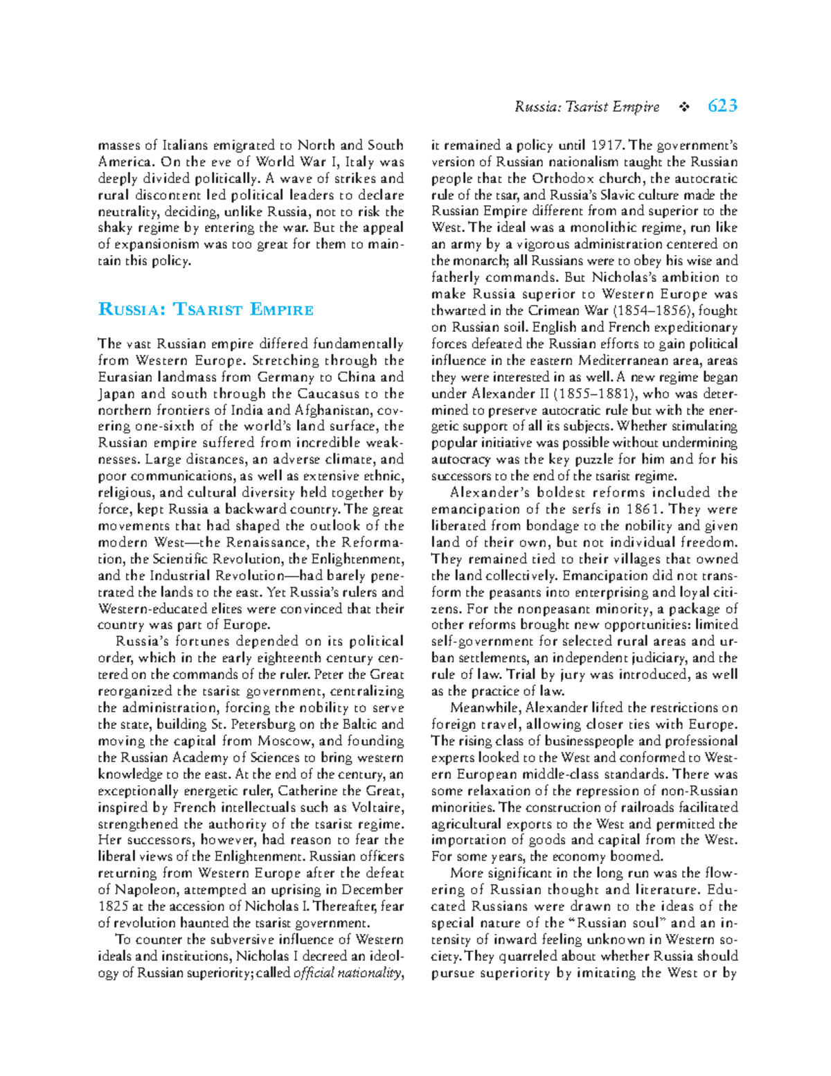 Russia under Tsarist Rule: Politics, Reforms, and Western Influence ...